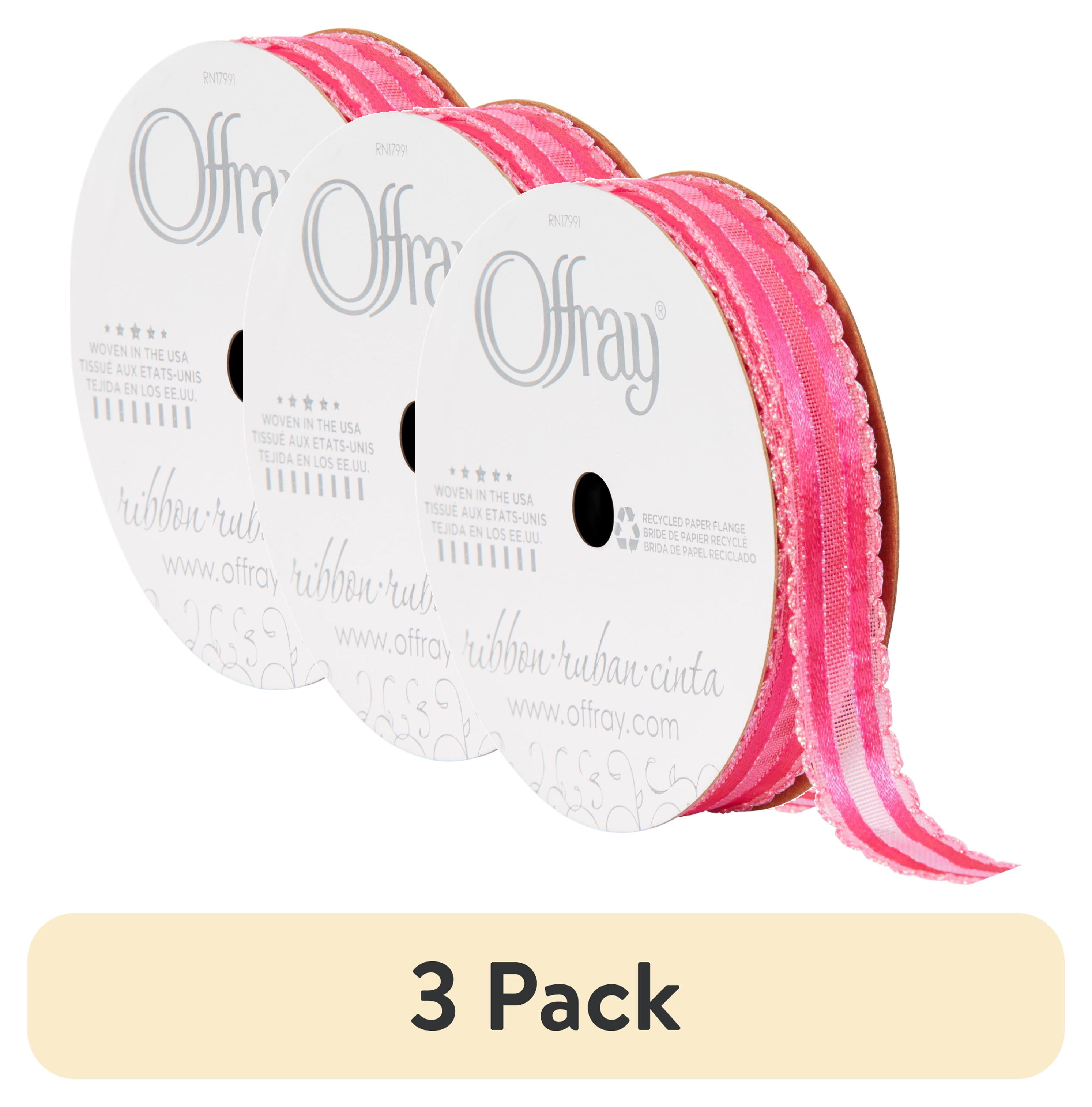(3 pack) Offray Ribbon, Hot Pink 5/8 inch Kendra Sheer Ribbon, 9 feet ...