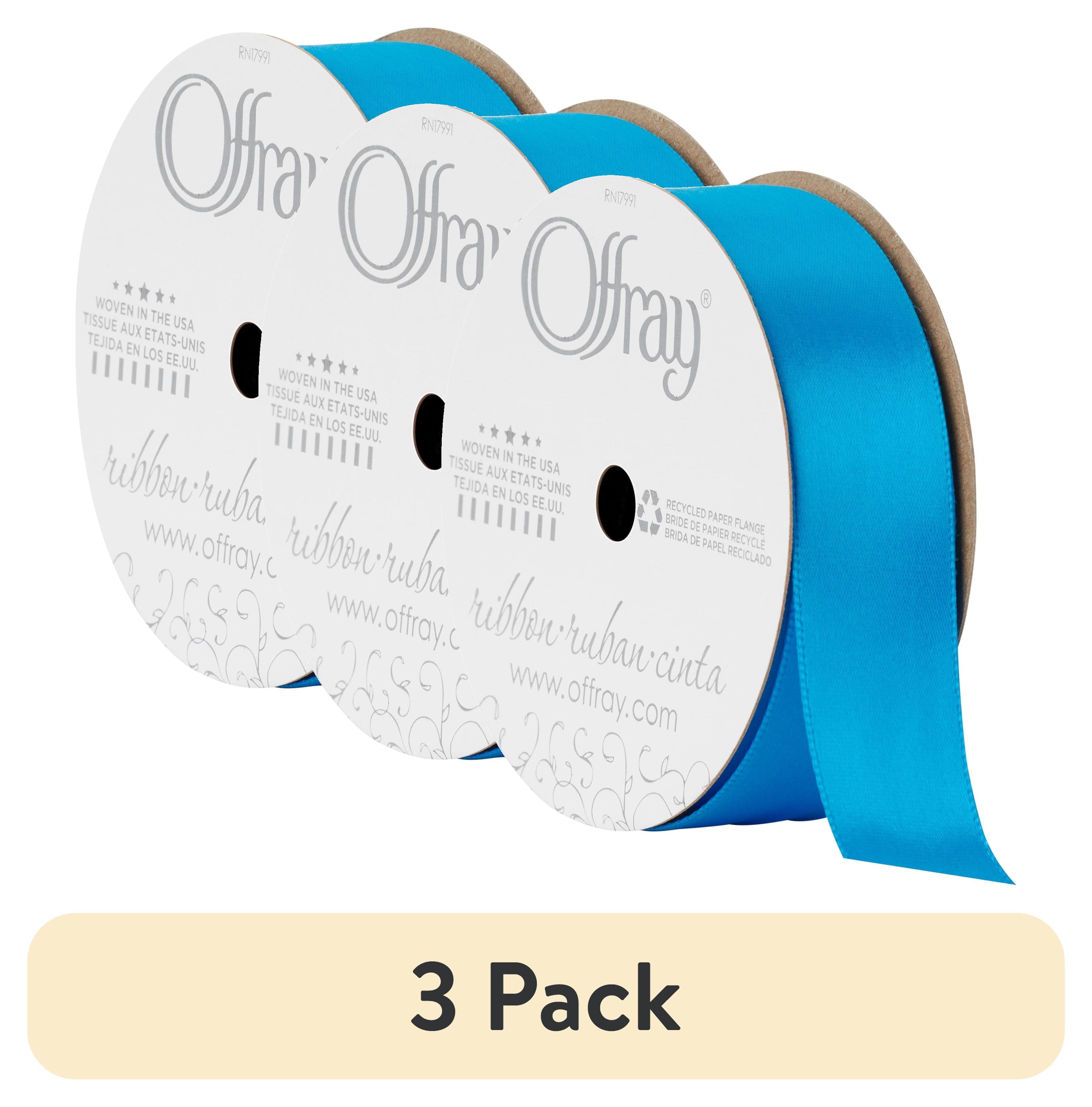 (3 pack) Offray Ribbon, Lagoon Blue 7/8 inch Single Face Satin ...