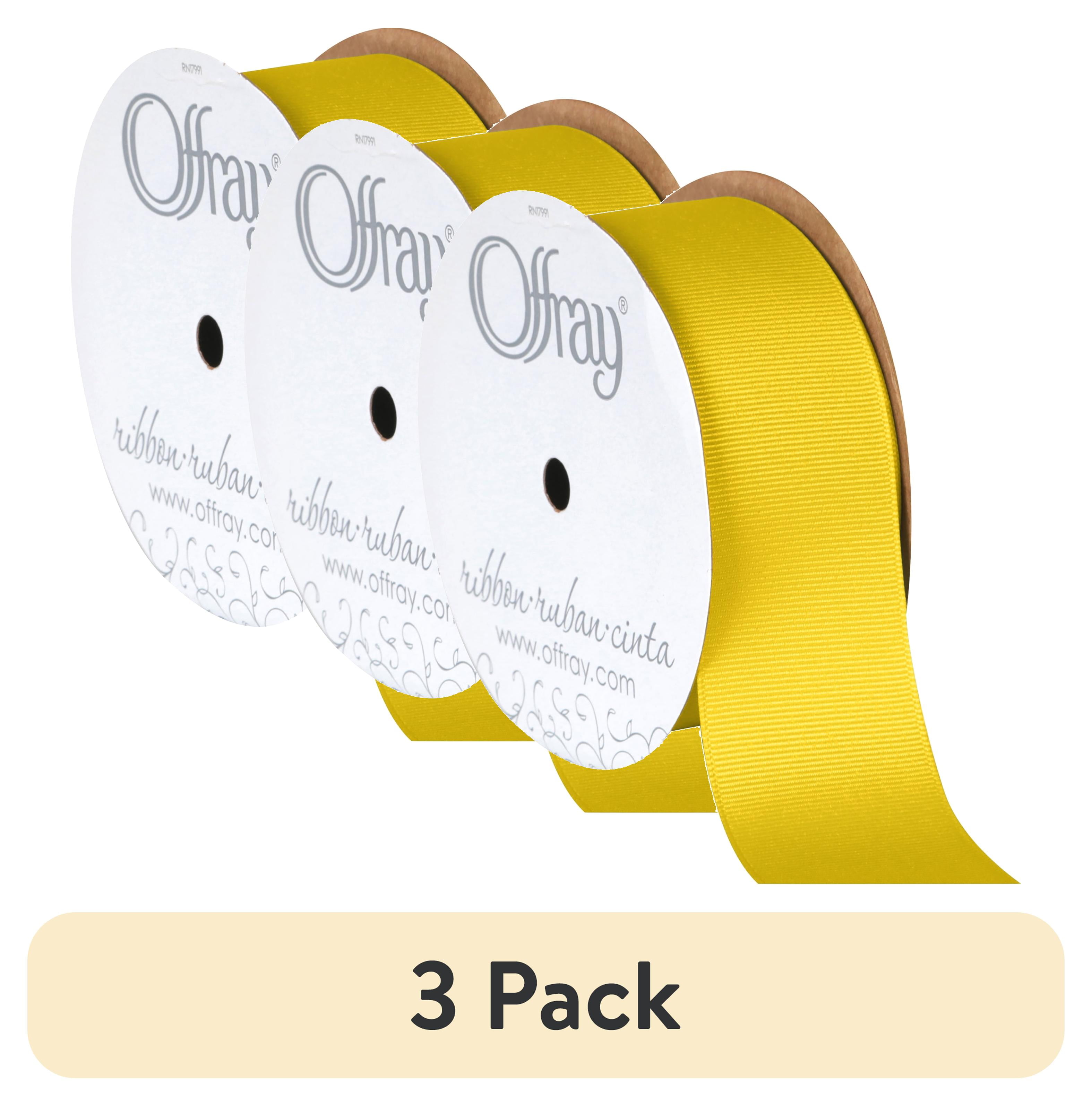 (3 pack) Offray Ribbon, Maize Yellow 1 1/2 inch Grosgrain Polyester Ribbon, 12 feet - Walmart.com