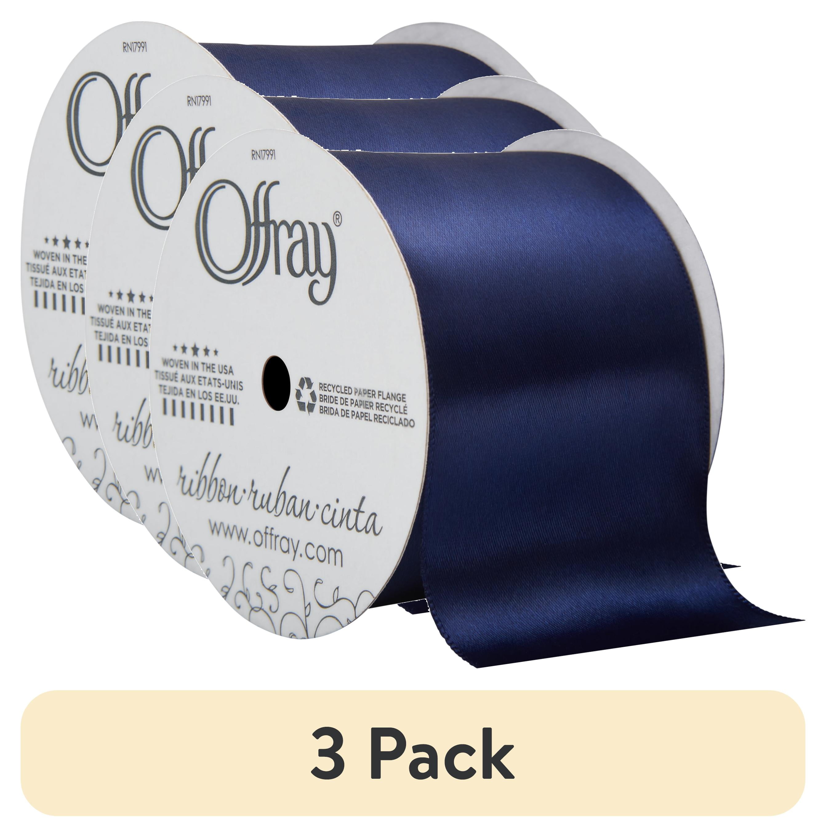 (3 pack) Offray Ribbon, Navy Blue 2 1/4 inch Single Face Satin ...