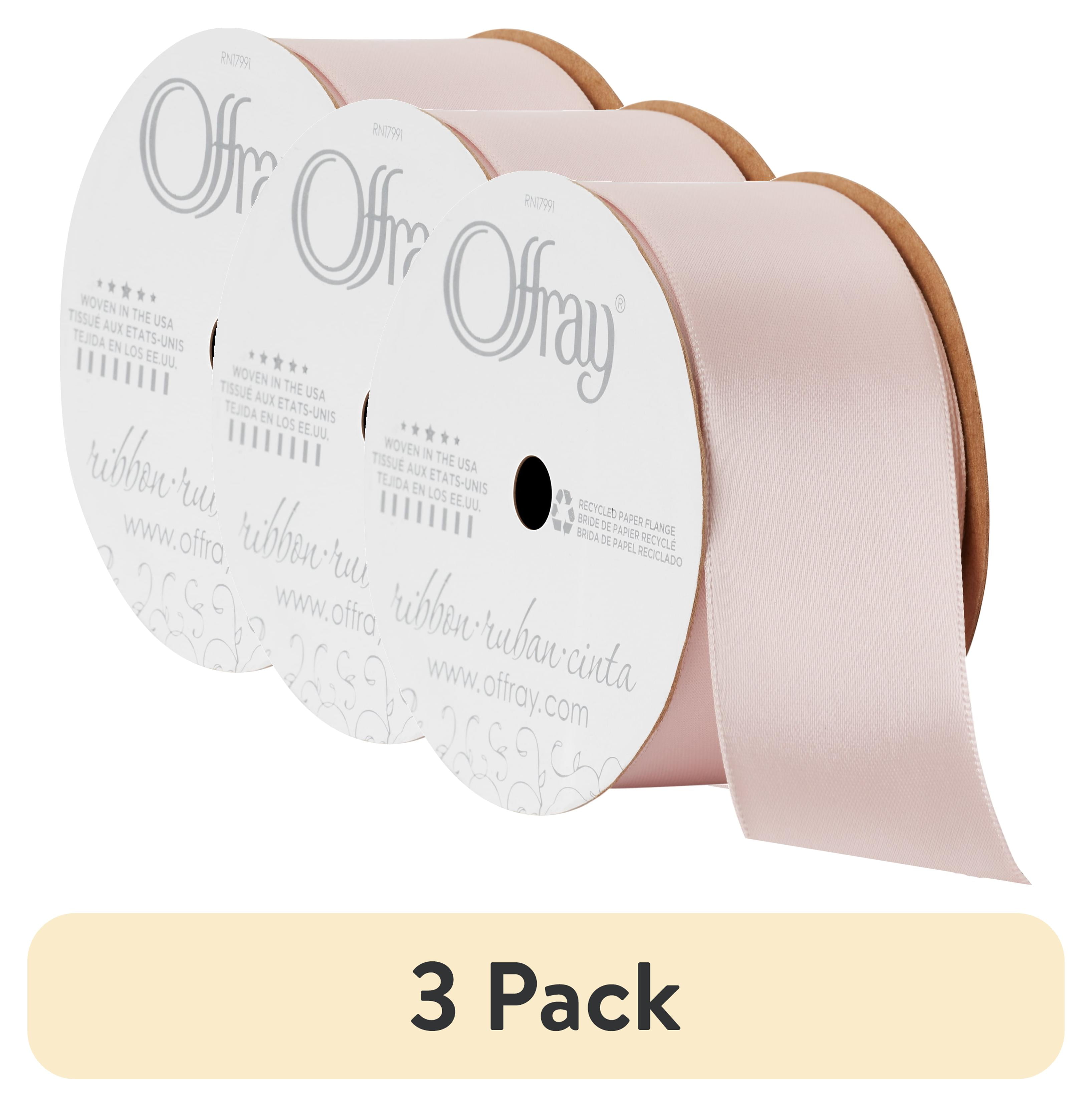 (3 pack) Offray Ribbon, Pink Blush 1 1/2 inch Double Face Satin ...