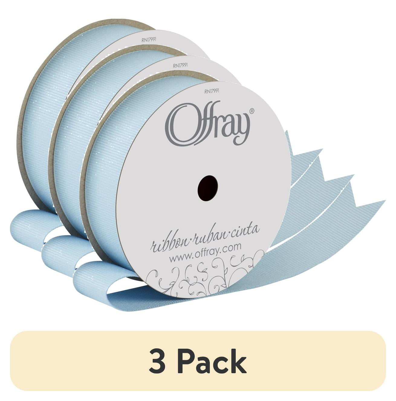 (3 pack) Offray Ribbon, Powder Blue 7/8 inch Grosgrain Glitter ...