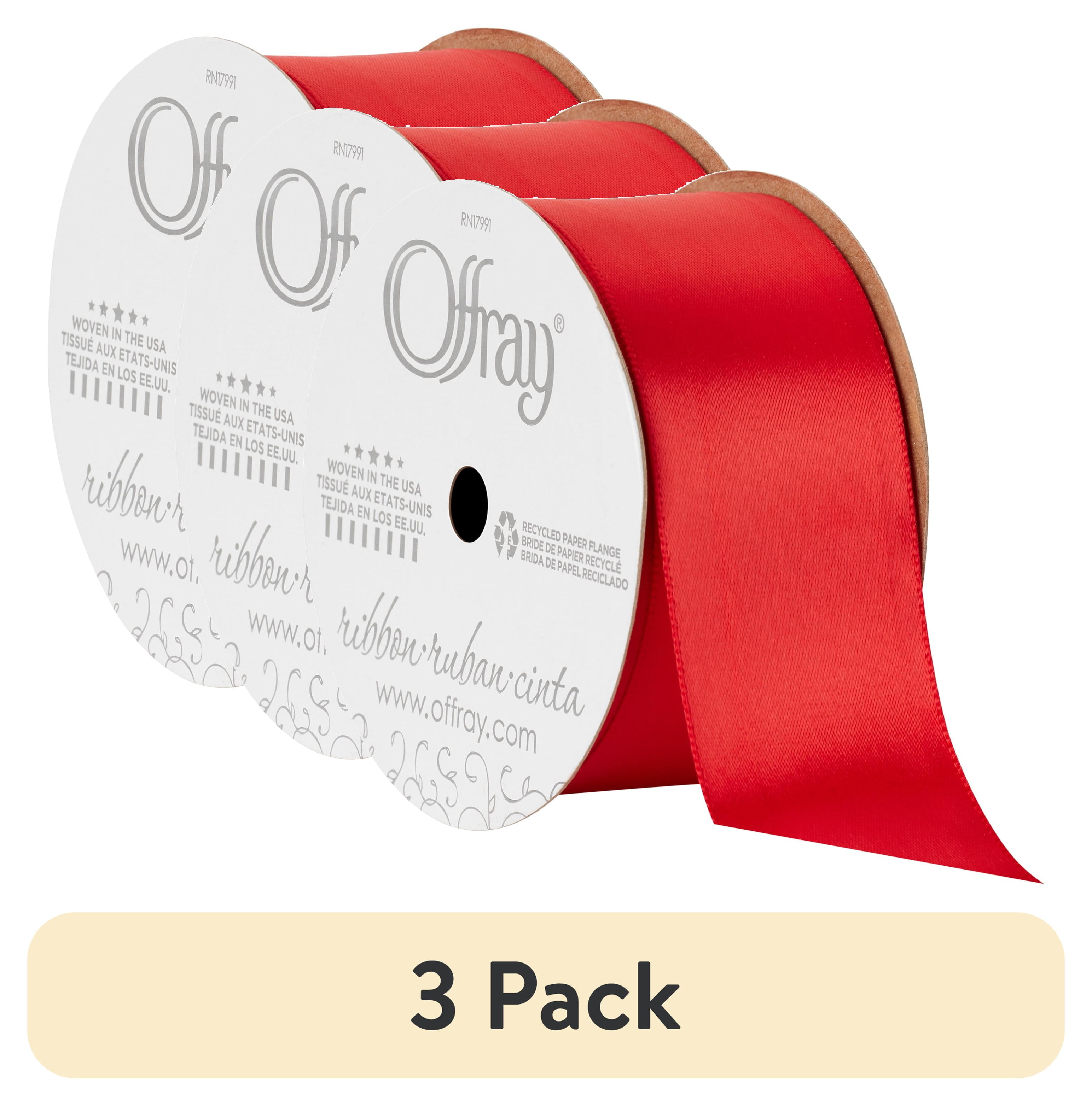 (3 pack) Offray Ribbon, Red 1 1/2 inch Single Face Satin Polyester ...