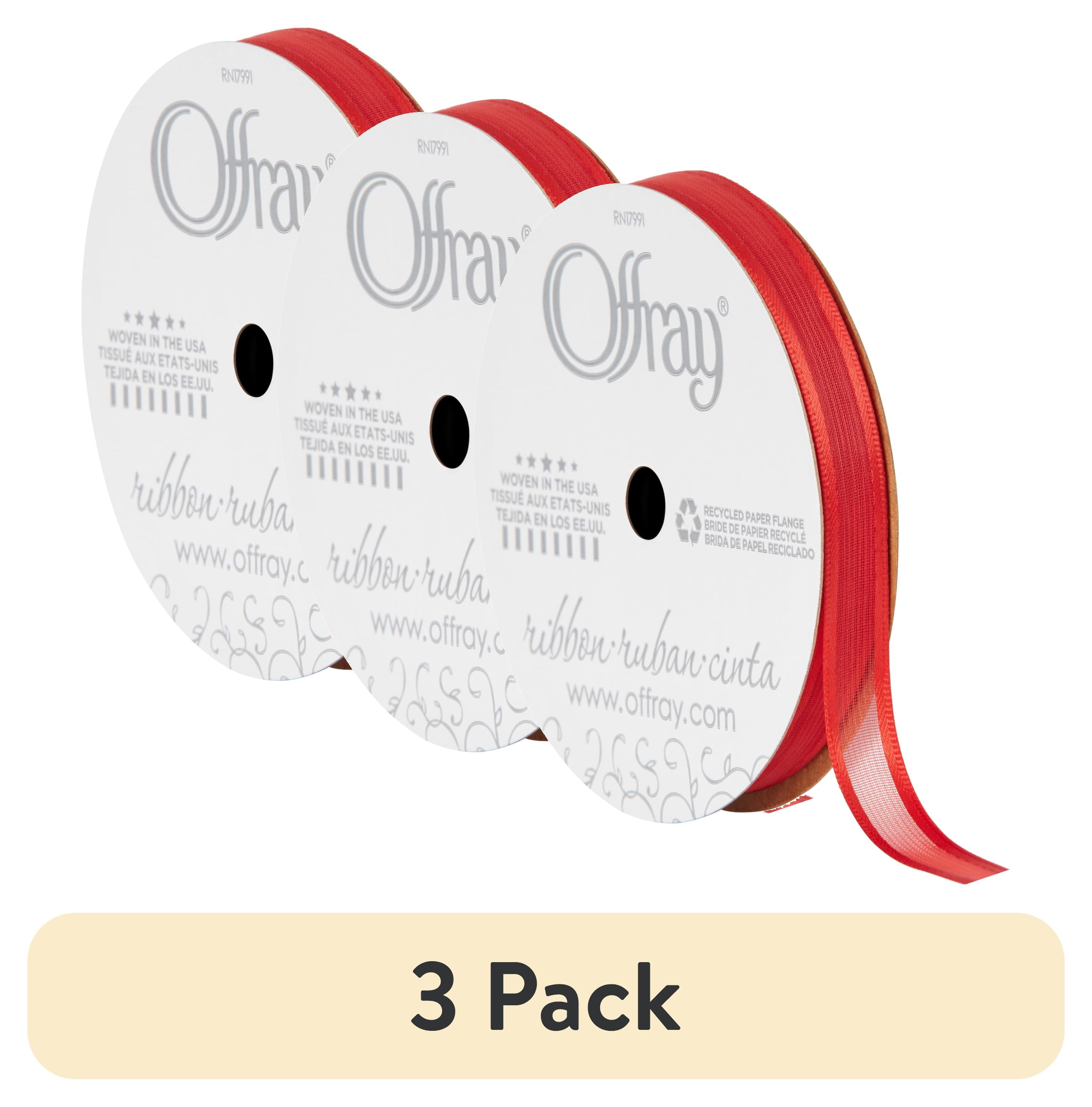 (3 pack) Offray Ribbon, Red 5/16 inch Sheer Ribbon for Wedding, Crafts ...