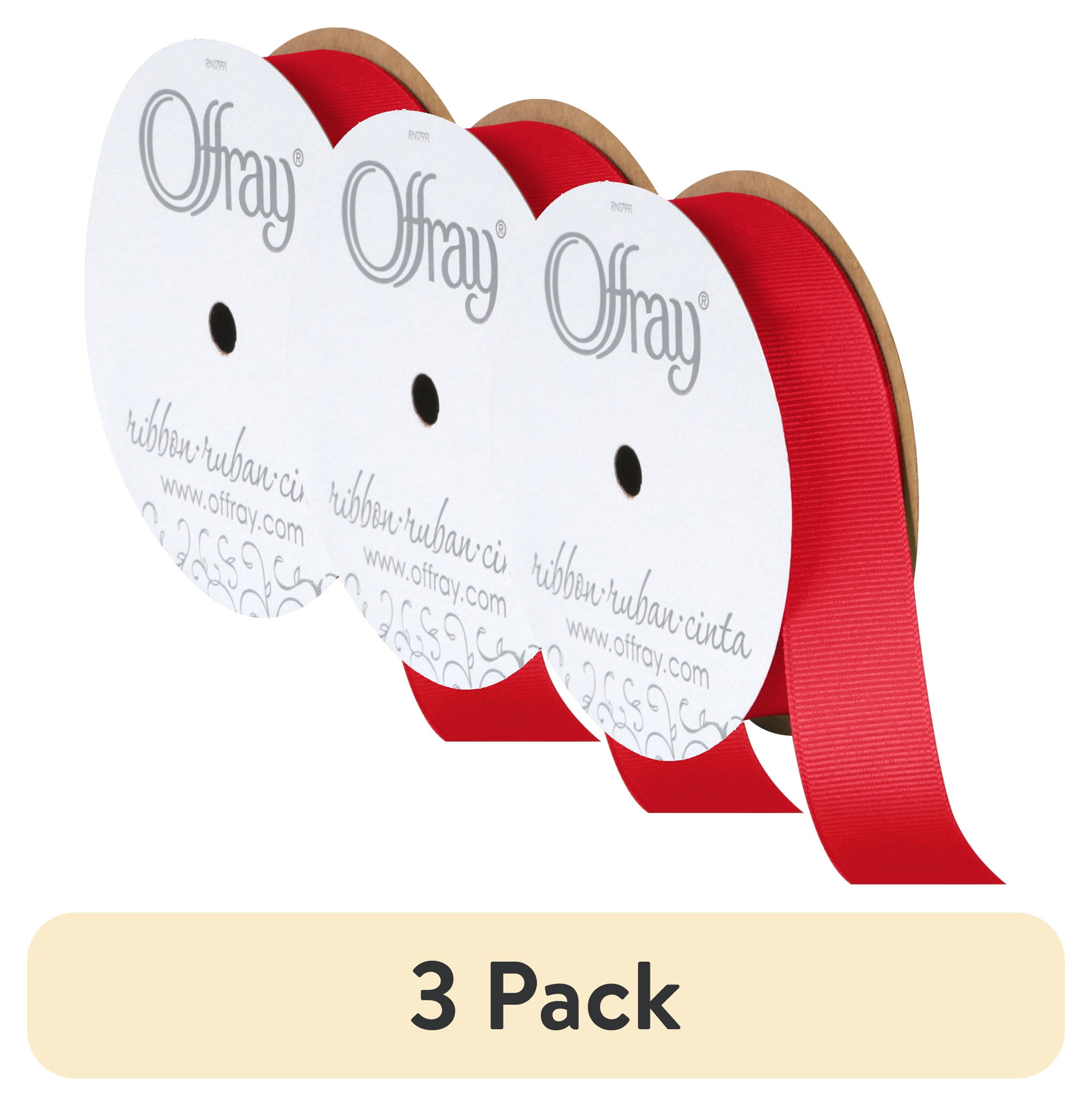 (3 pack) Offray Ribbon, Red 7/8 inch Grosgrain Polyester Ribbon, 18 ...