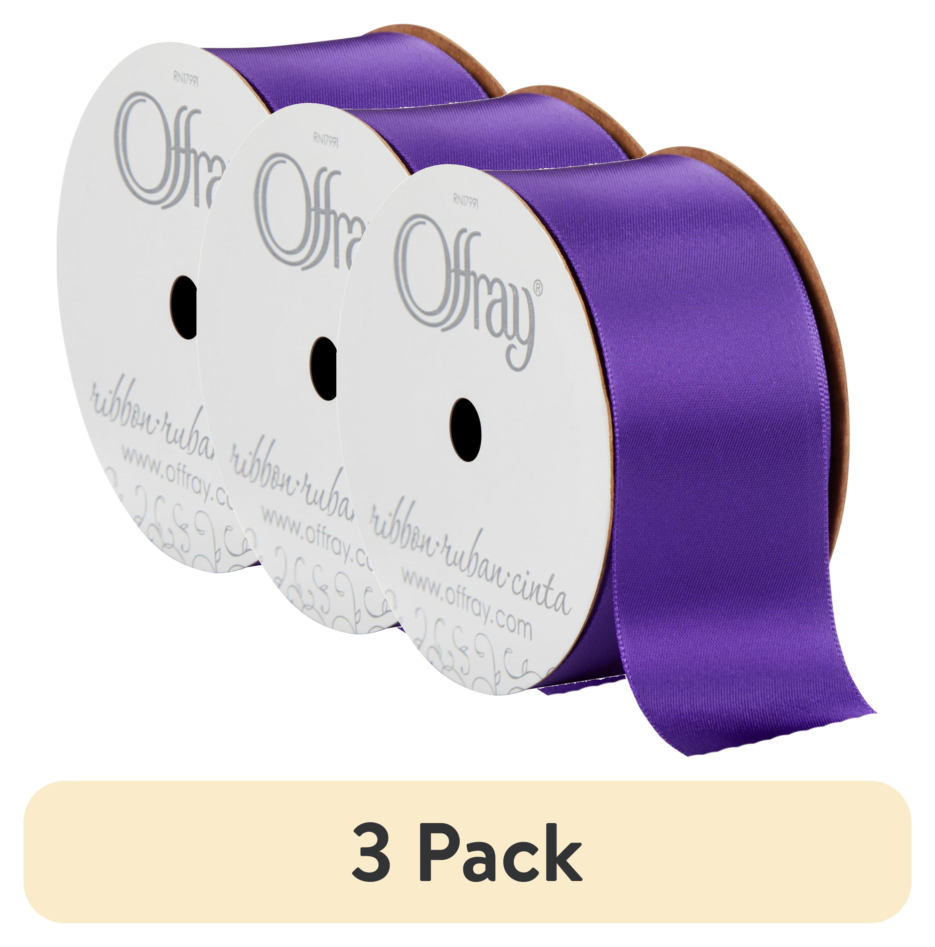 (3 pack) Offray Ribbon, Regal Purple 1 1/2 inch Single Face Satin ...