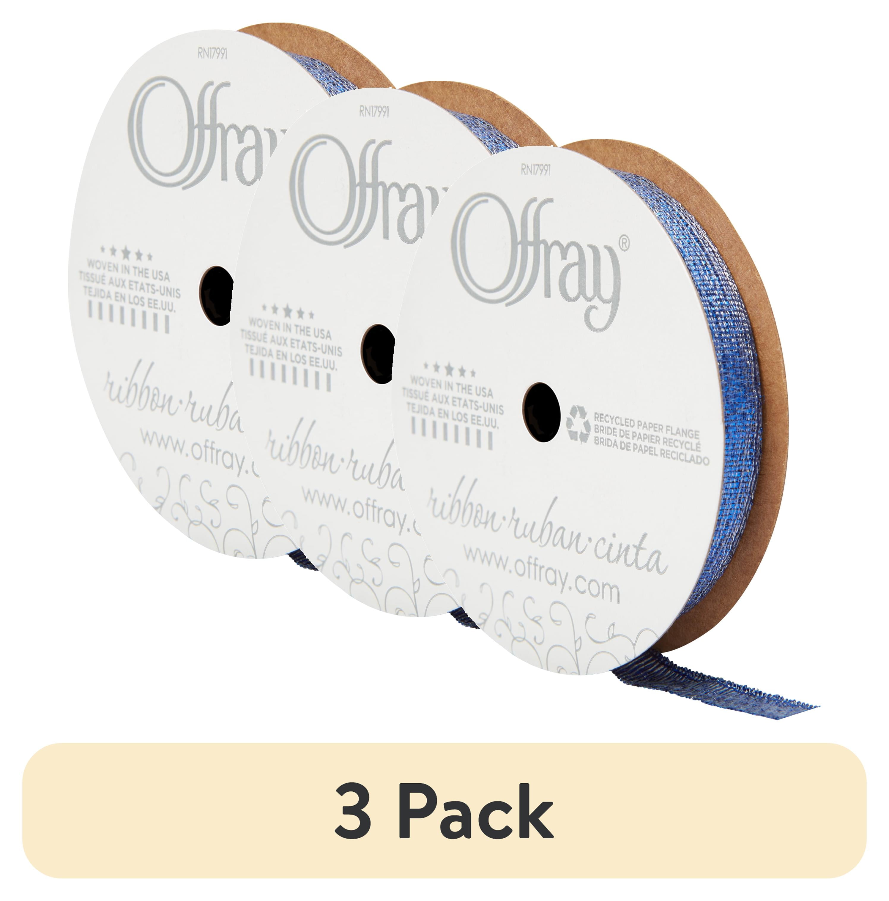 (3 pack) Offray Ribbon, Royal Blue 3/8 inch Galena Metallic Ribbon for ...