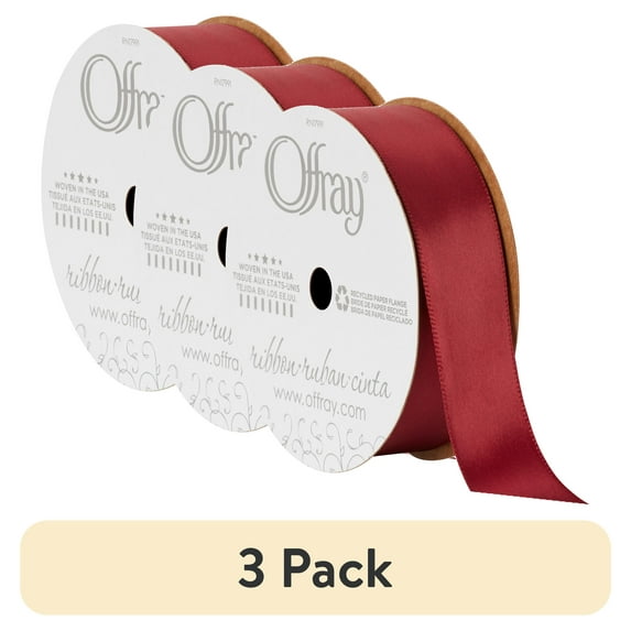 (3 pack) Offray Ribbon Red Polyester Ribbon, 3.19" x 1.11" - Walmart.com