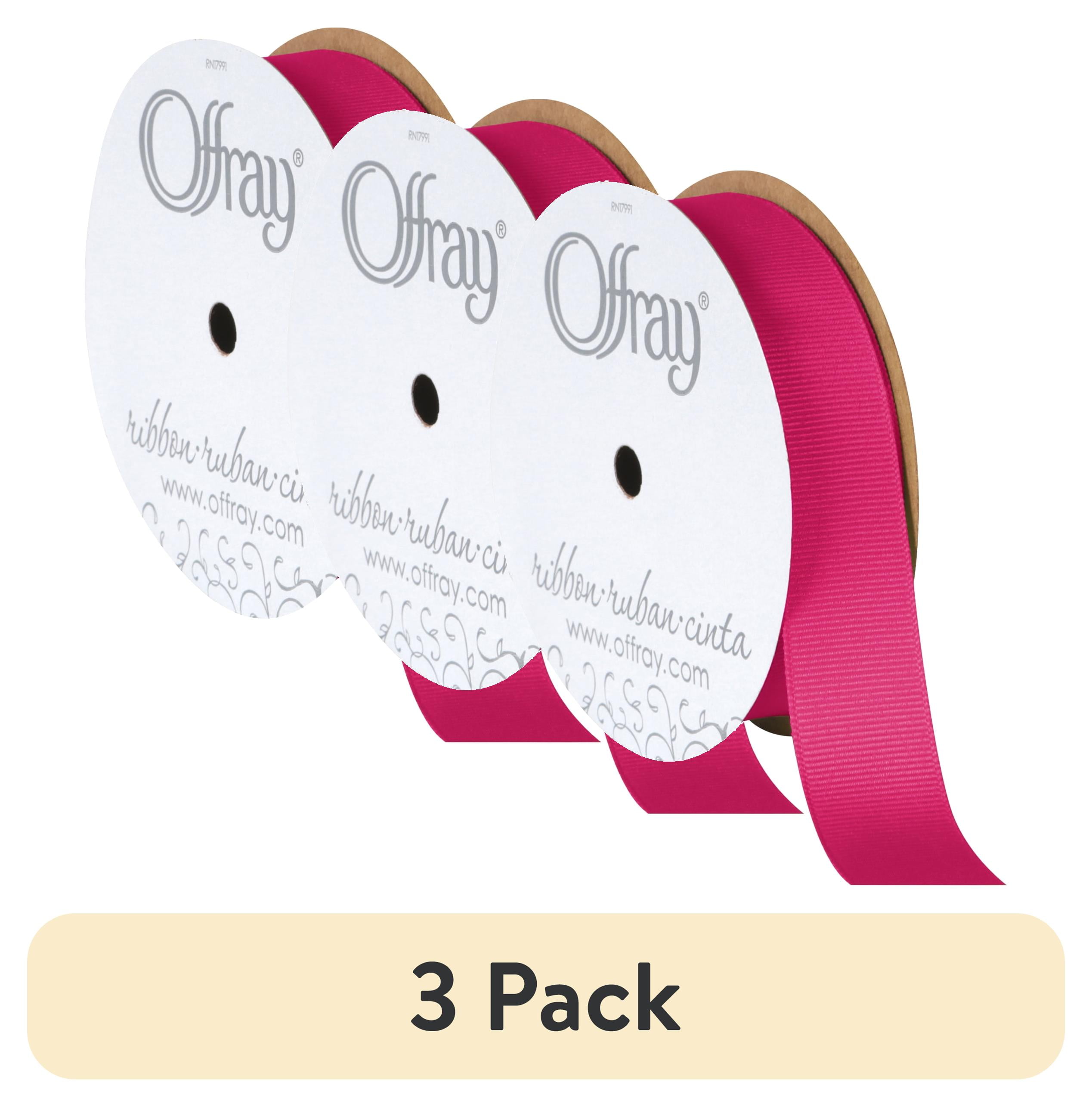 (3 pack) Offray Ribbon, Shocking Pink 7/8 inch Grosgrain Polyester ...