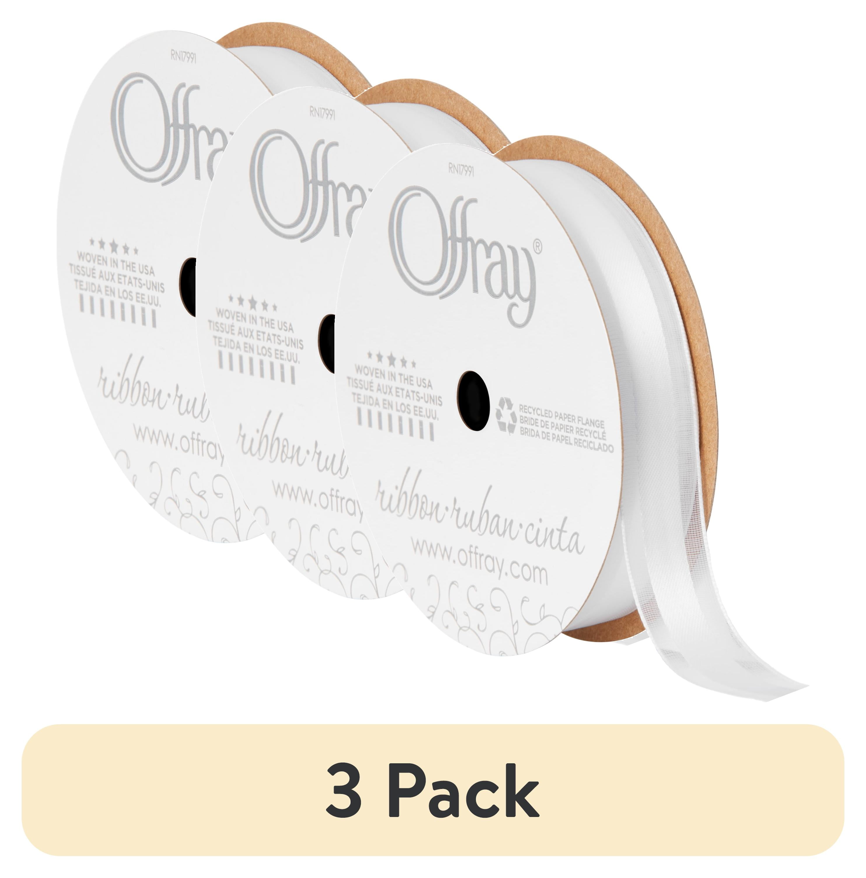 (3 pack) Offray Ribbon, White 5/8 inch Sheer Ribbon, 9 feet, Garbo ...
