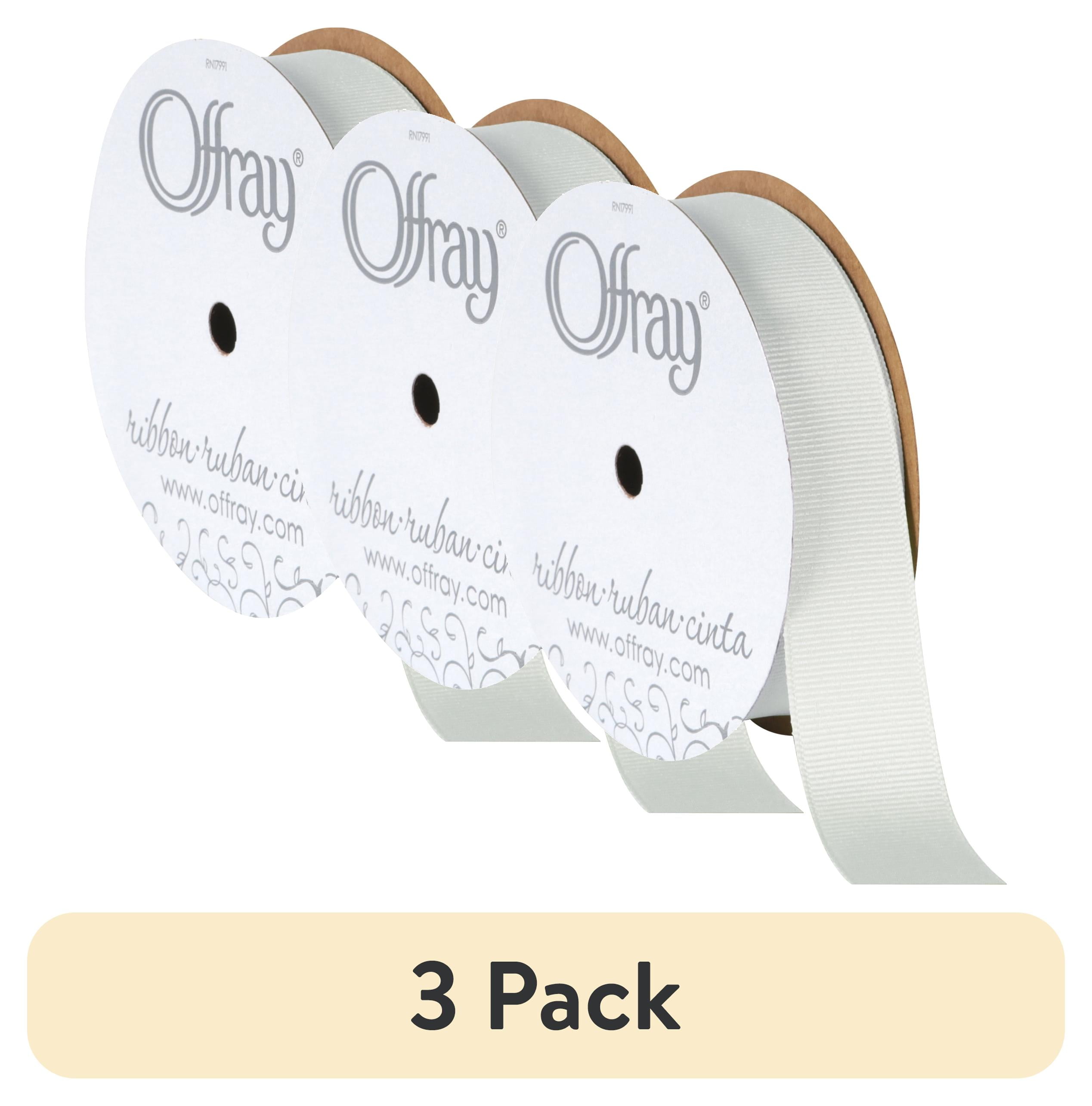 (3 pack) Offray Ribbon, White 7/8 inch Grosgrain Polyester Ribbon for ...