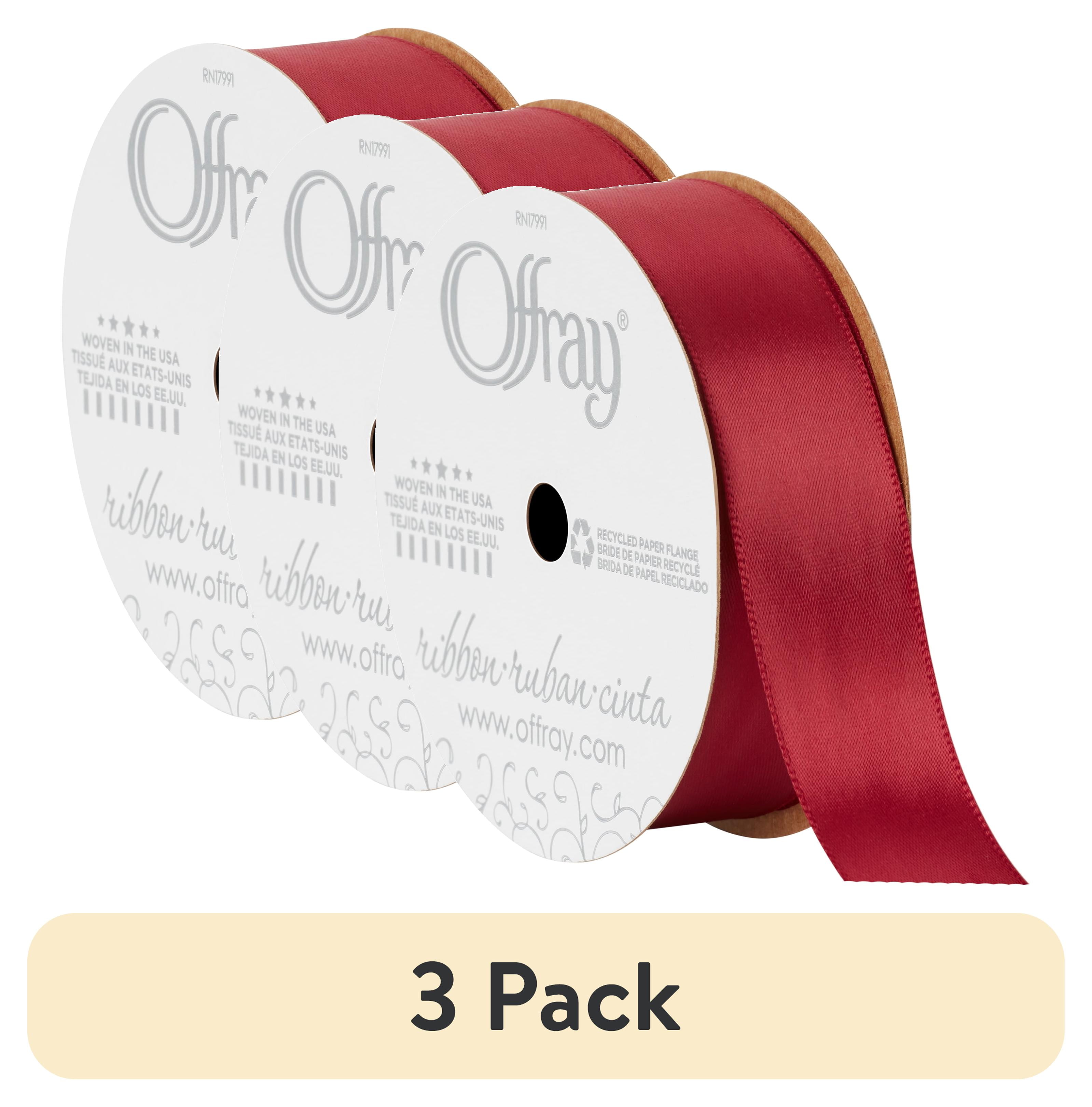 (3 pack) Offray Ribbon, Wine Red 7/8 inch Single Face Satin Polyester ...