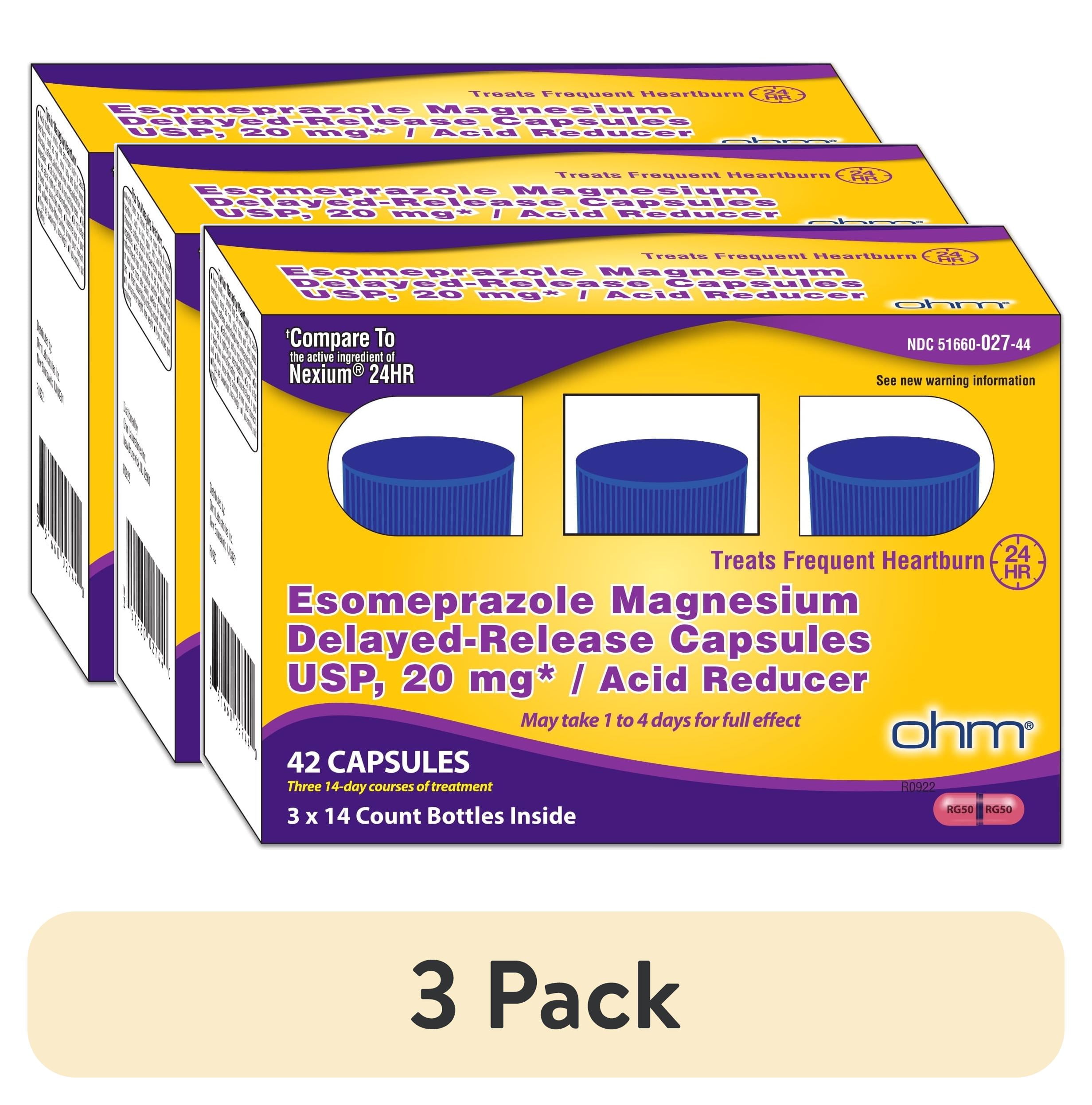 (3 pack) Ohm Esomeprazole Magnesium Delayed Release Capsules 20mg ...