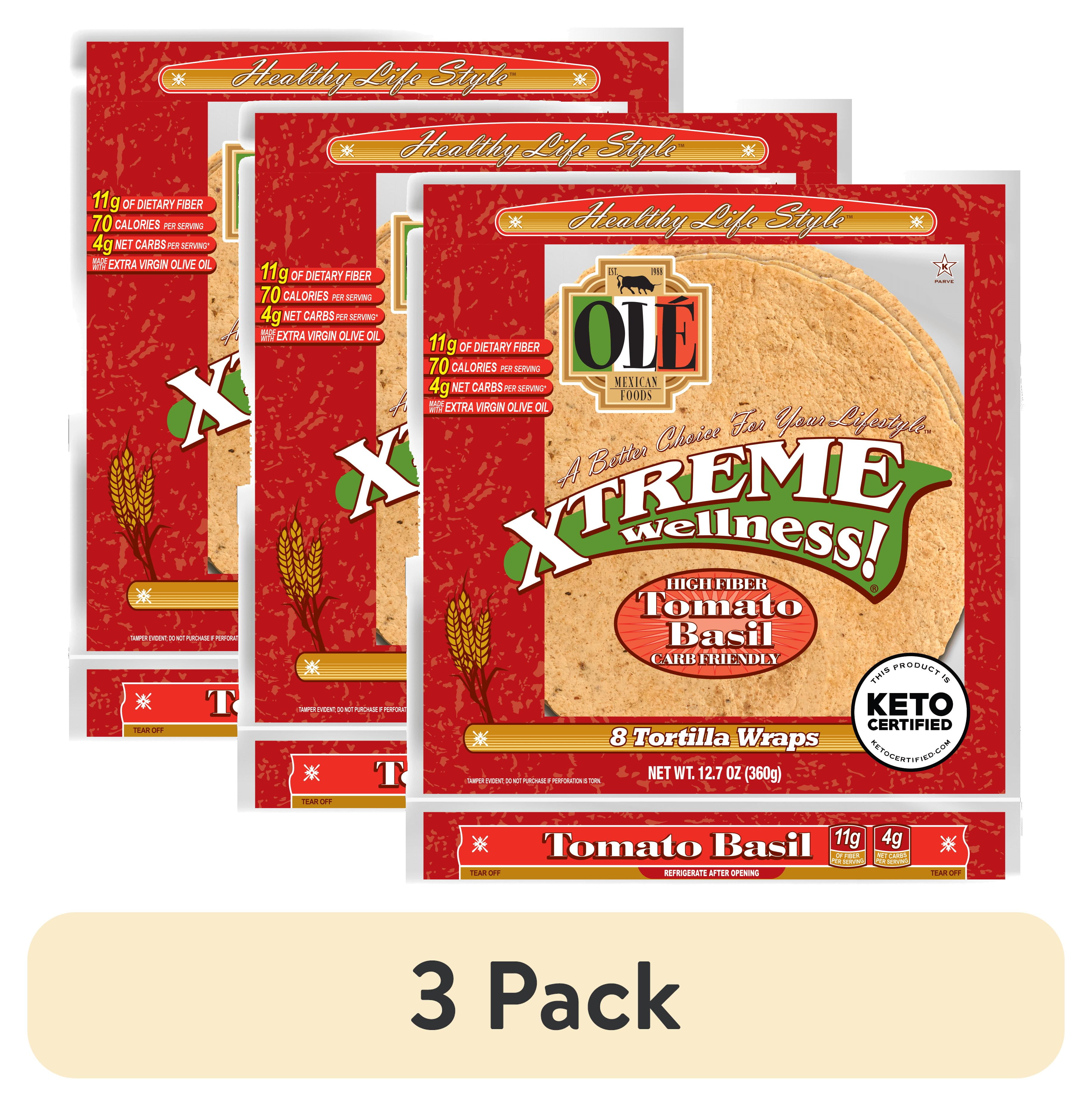 (3 pack) Ole Mexican Foods Xtreme Wellness Tomato Basil Flour Tortillas ...
