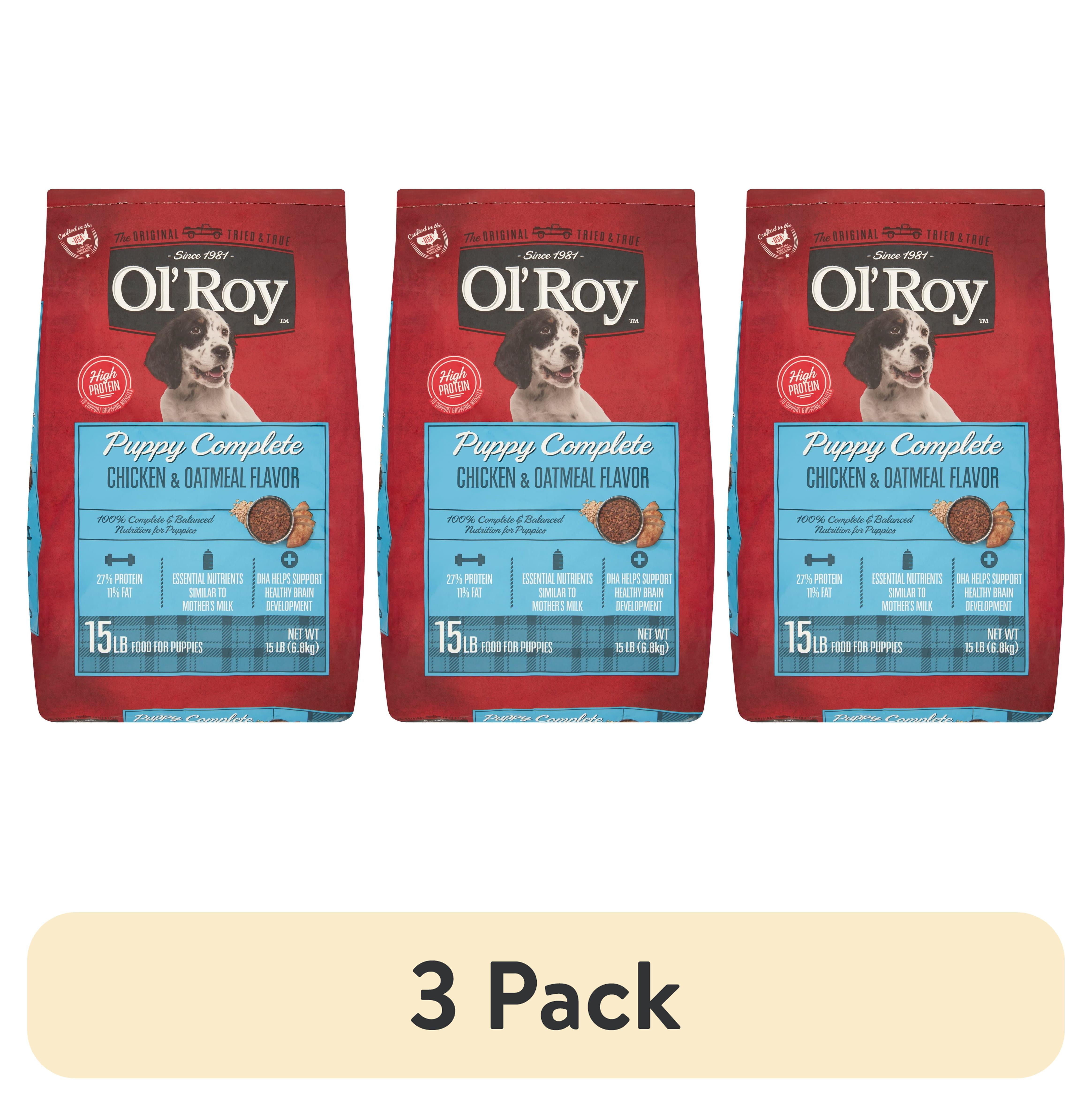 (3 pack) Ol' Roy Puppy Complete Chicken & Oatmeal Flavor Dry Dog Food ...