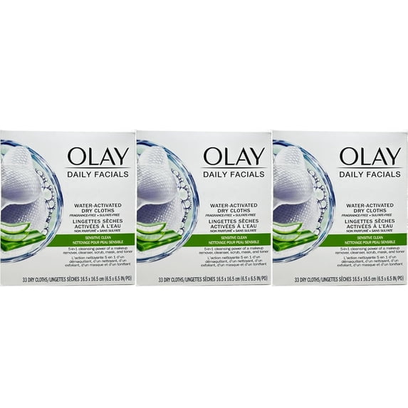 (3 pack) Olay Daily Facials Sensitive Cleansing Cloths, Fragrance-Free ...