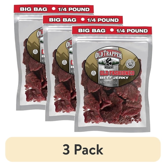(3 pack) Old Trapper Beef Jerky, Old Fashioned Flavor, 4oz Resealable ...