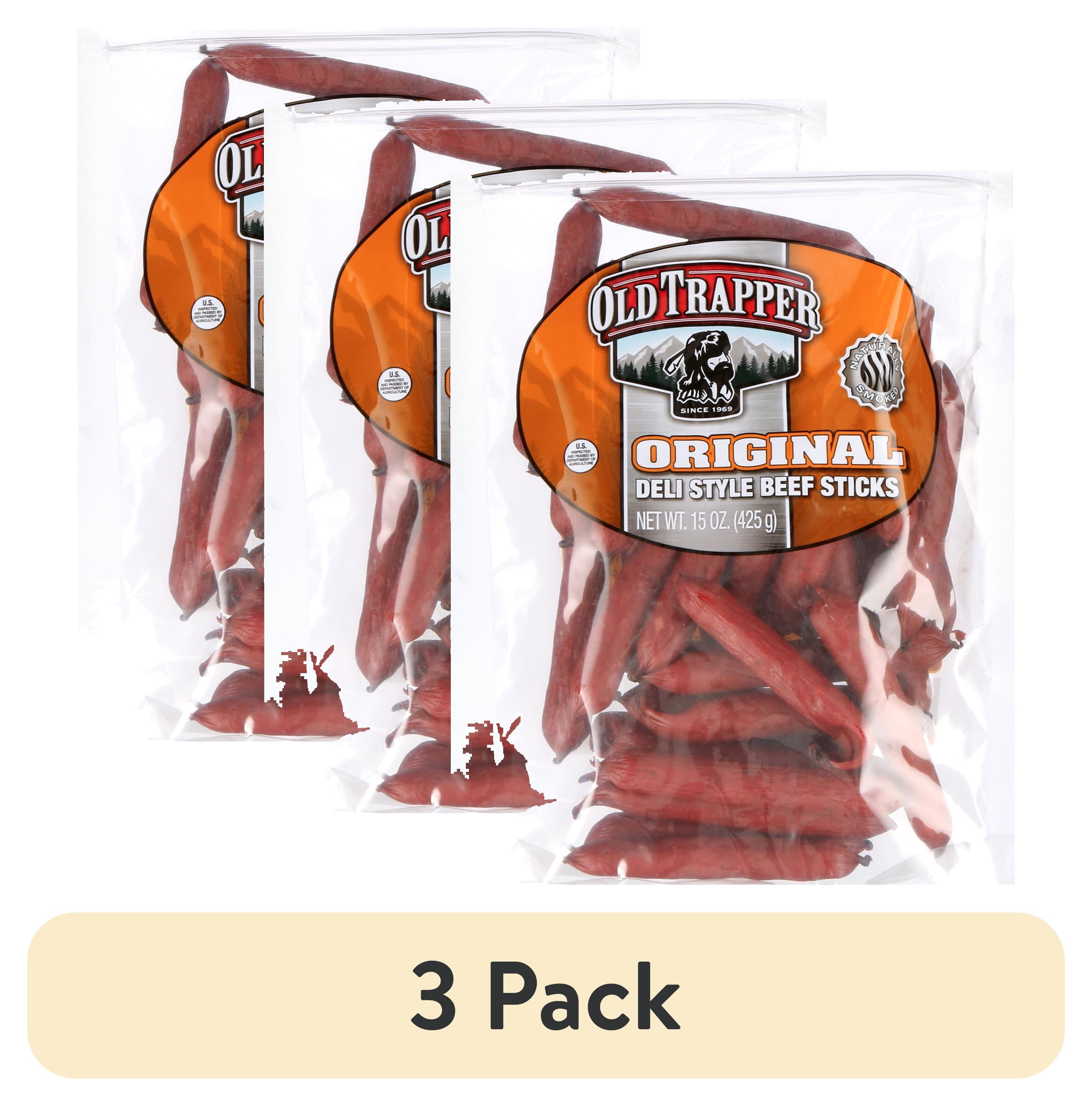 (3 pack) Old Trapper Original Beef Stick 15oz Resealable Bag - Walmart.com