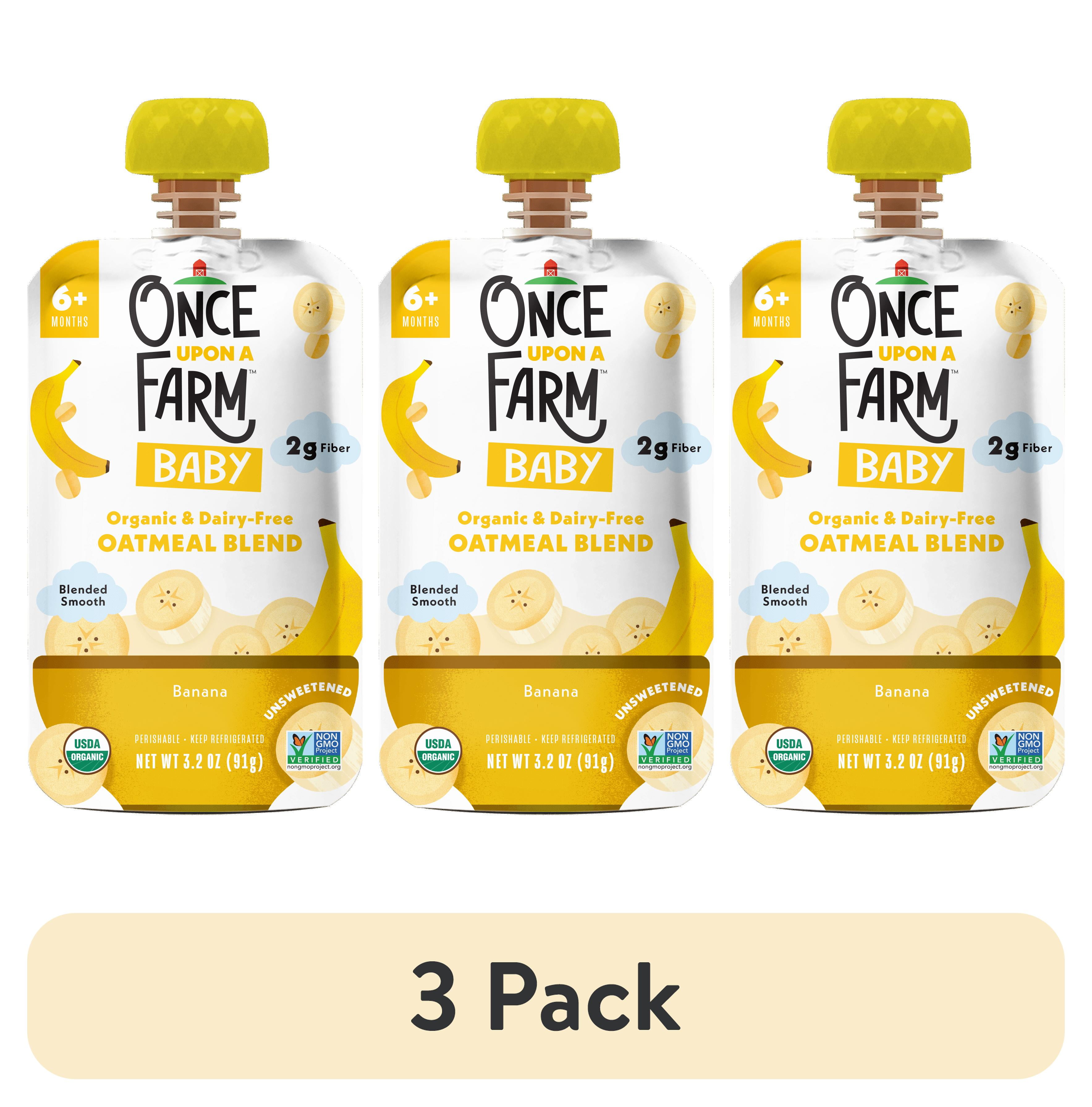 (3 pack) Once Upon a Farm Organic Refrigerated Baby Food Oatmeal Banana ...