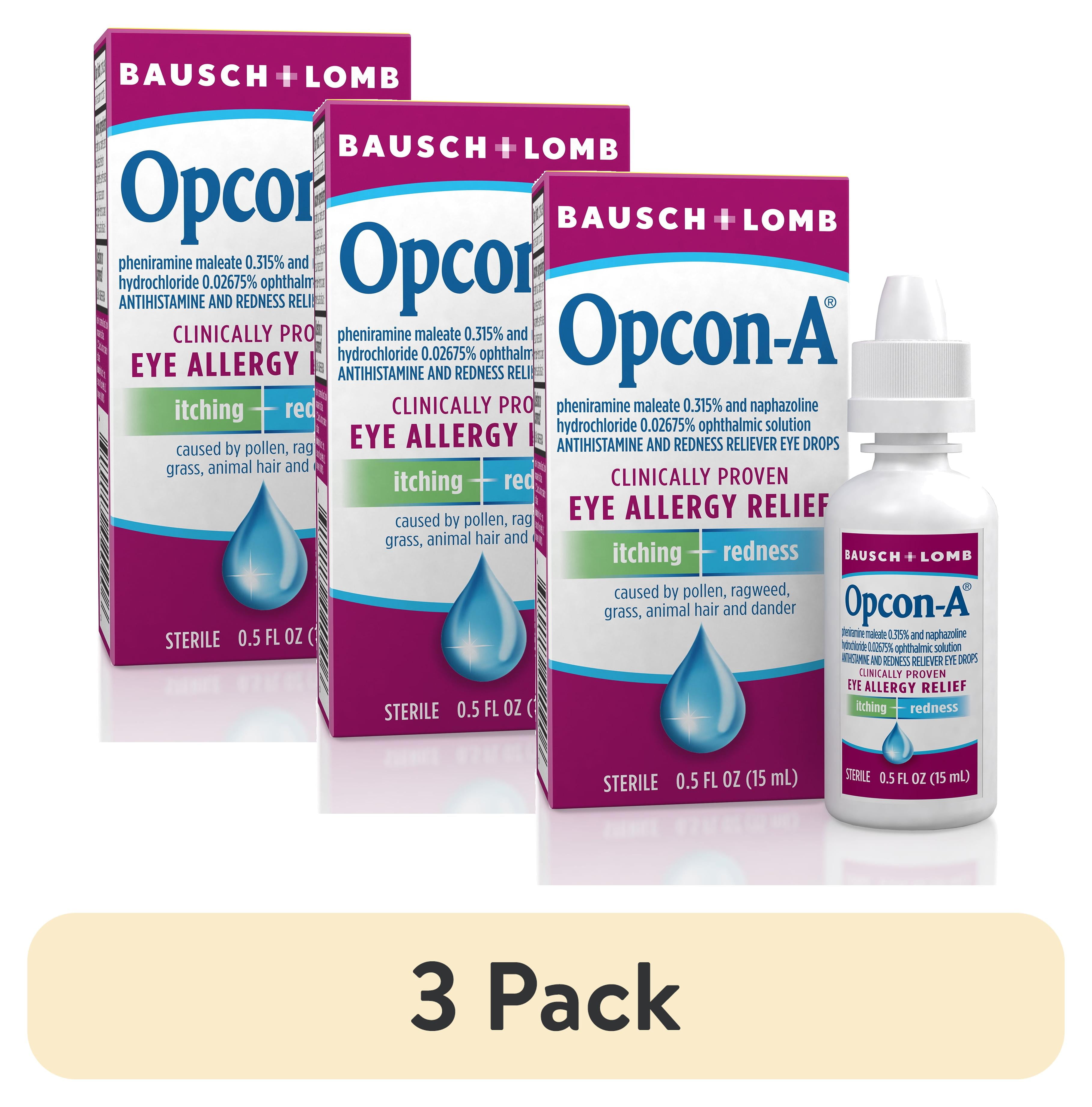 (3 pack) Opcon-A Eye Allergy Relief Drops, Antihistamine and Redness ...
