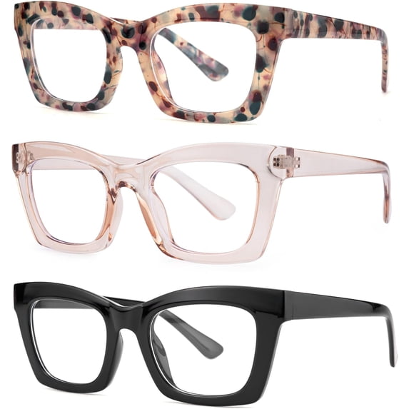 3 pack Oprah style Spring hinge Readers Blue Light Blocking Computer ...