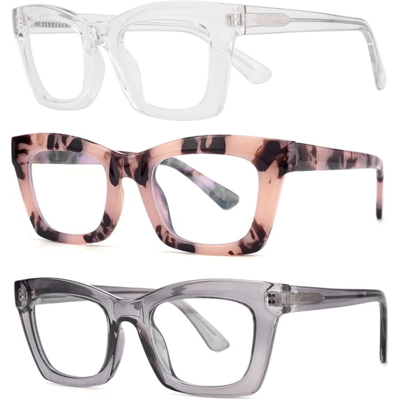 3 pack Oprah style Spring hinge Readers Blue Light Blocking Computer ...