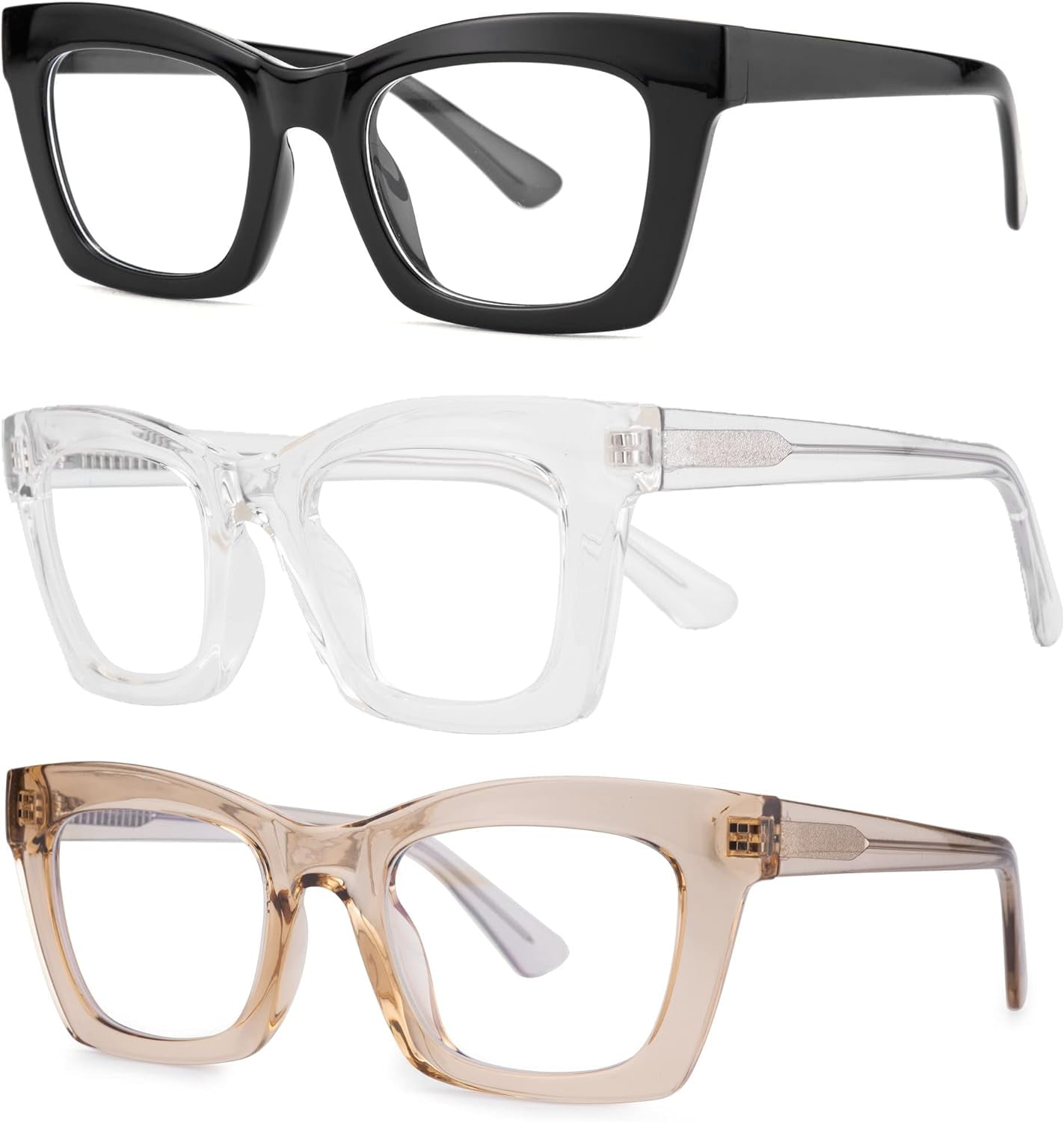 3 pack Oprah style Spring hinge Readers Blue Light Blocking Computer ...