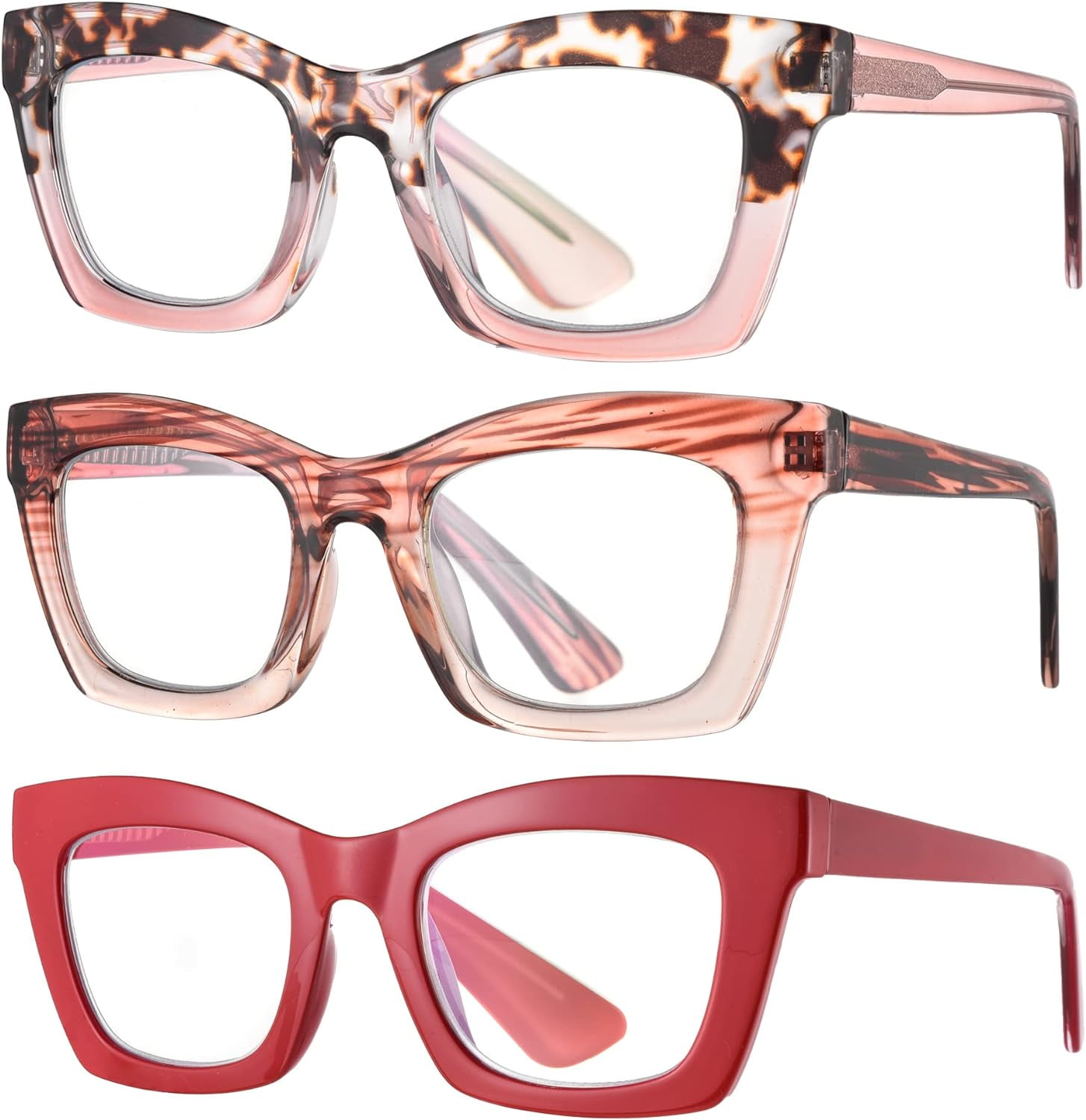 3 pack Oprah style Spring hinge Readers Blue Light Blocking Computer ...