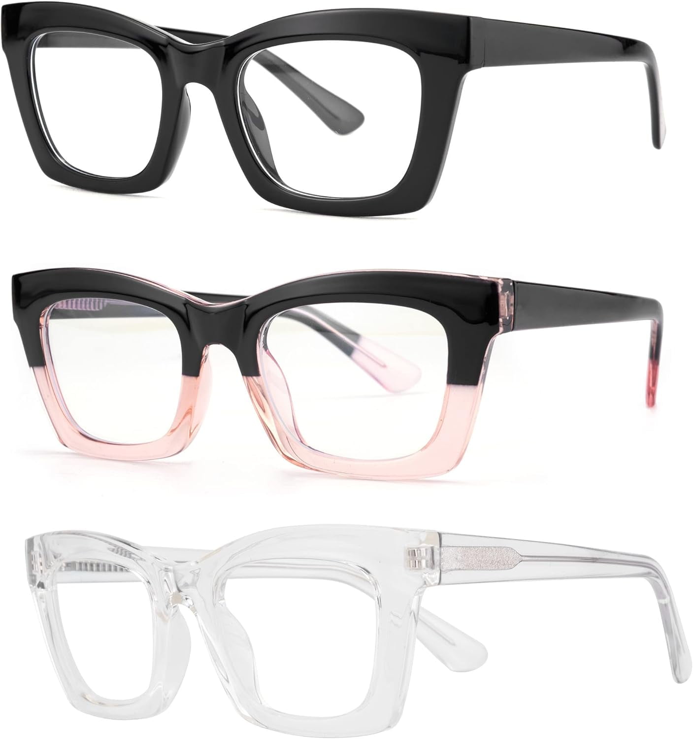 3 pack Oprah style Spring hinge Readers Blue Light Blocking Computer ...