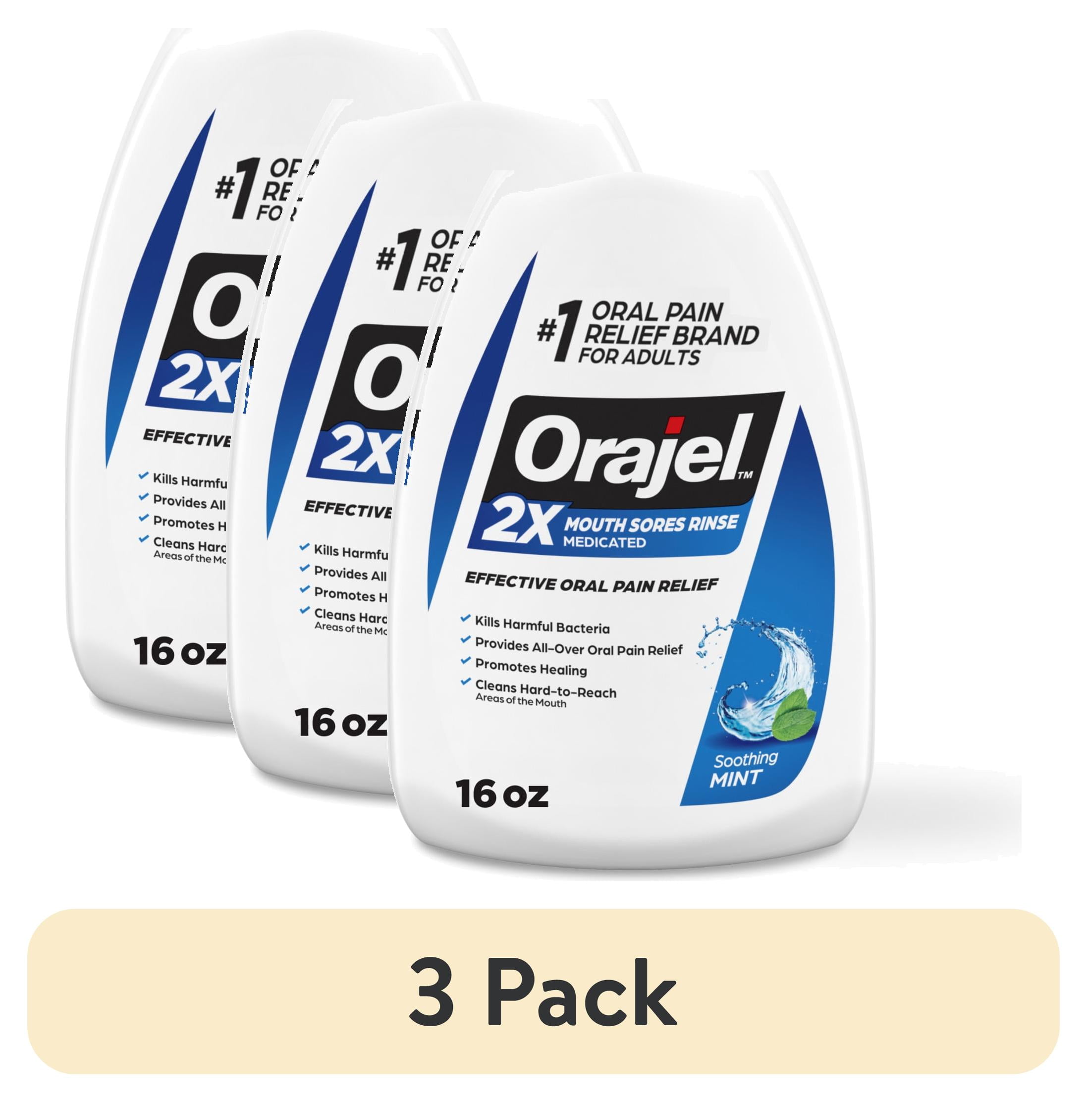 (3 pack) Orajel Antiseptic Mouth Sore Rinse for Canker Sores & Gum ...