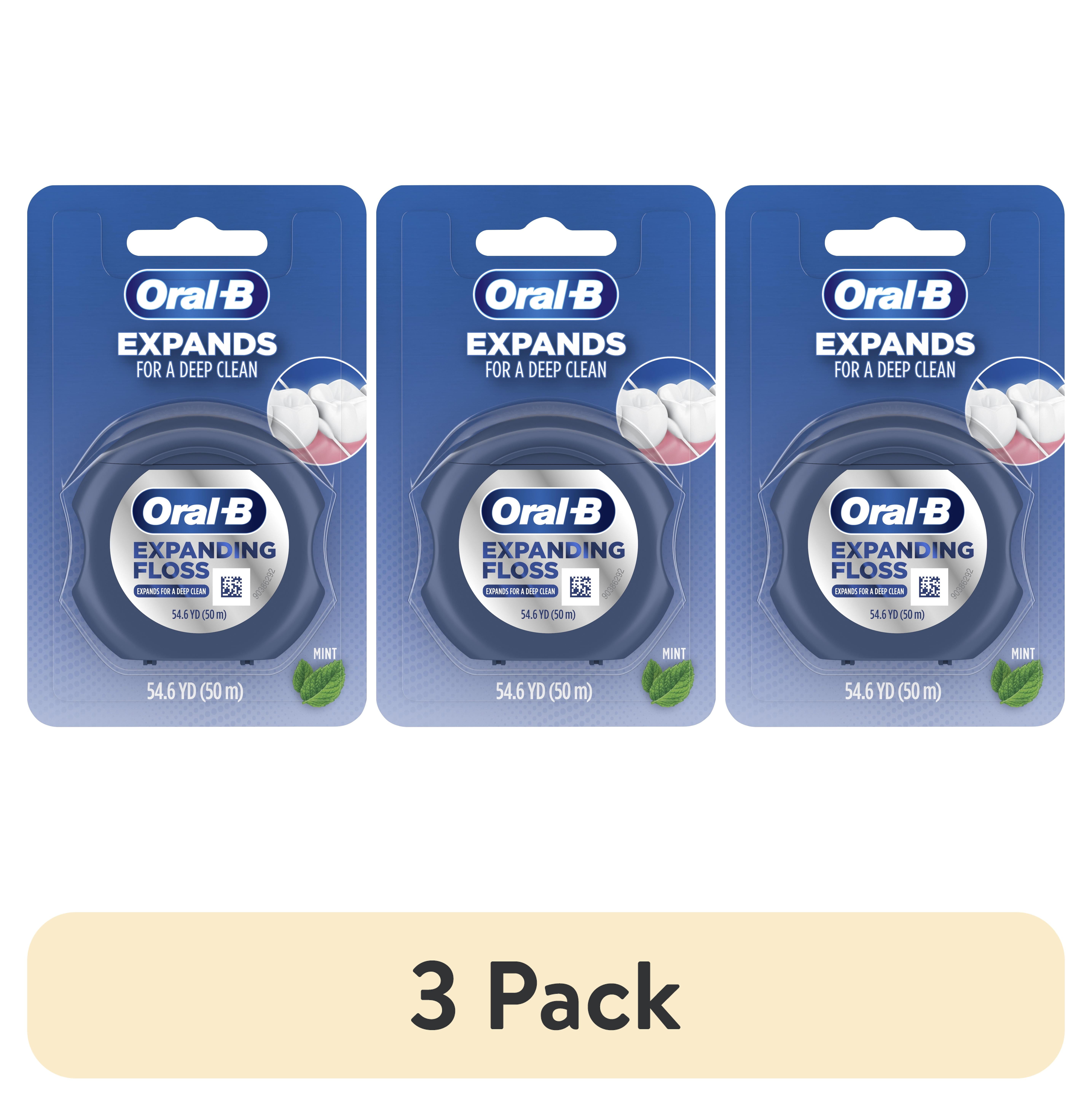 (3 pack) Oral-B Expandable Ribbon Dental Floss, Mint, Expands for a ...