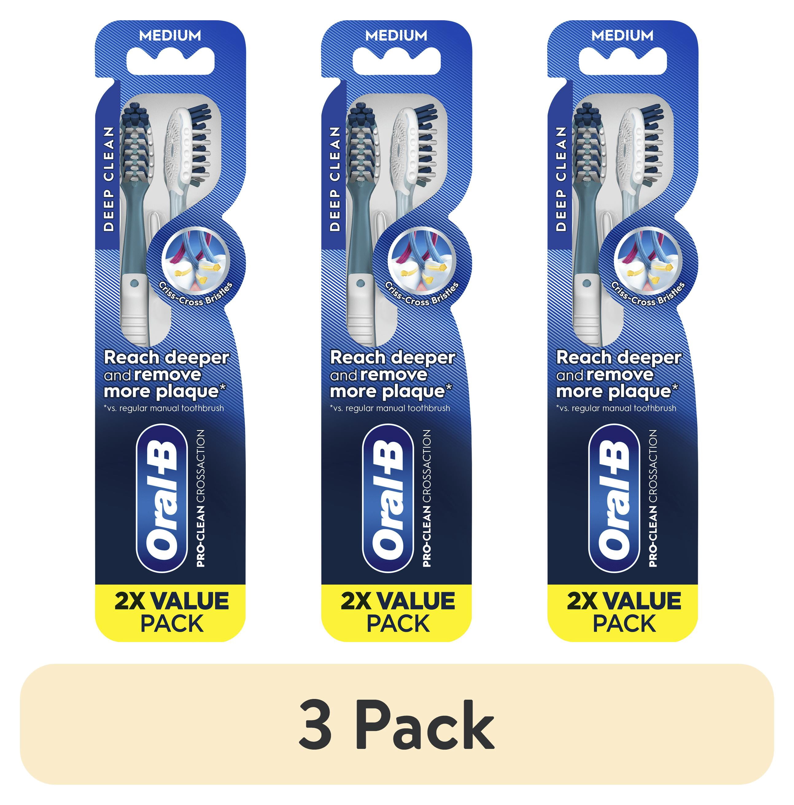 (3 pack) Oral-B Toothbrush Pro Clean Cross Action, Deep Plaque Removal ...