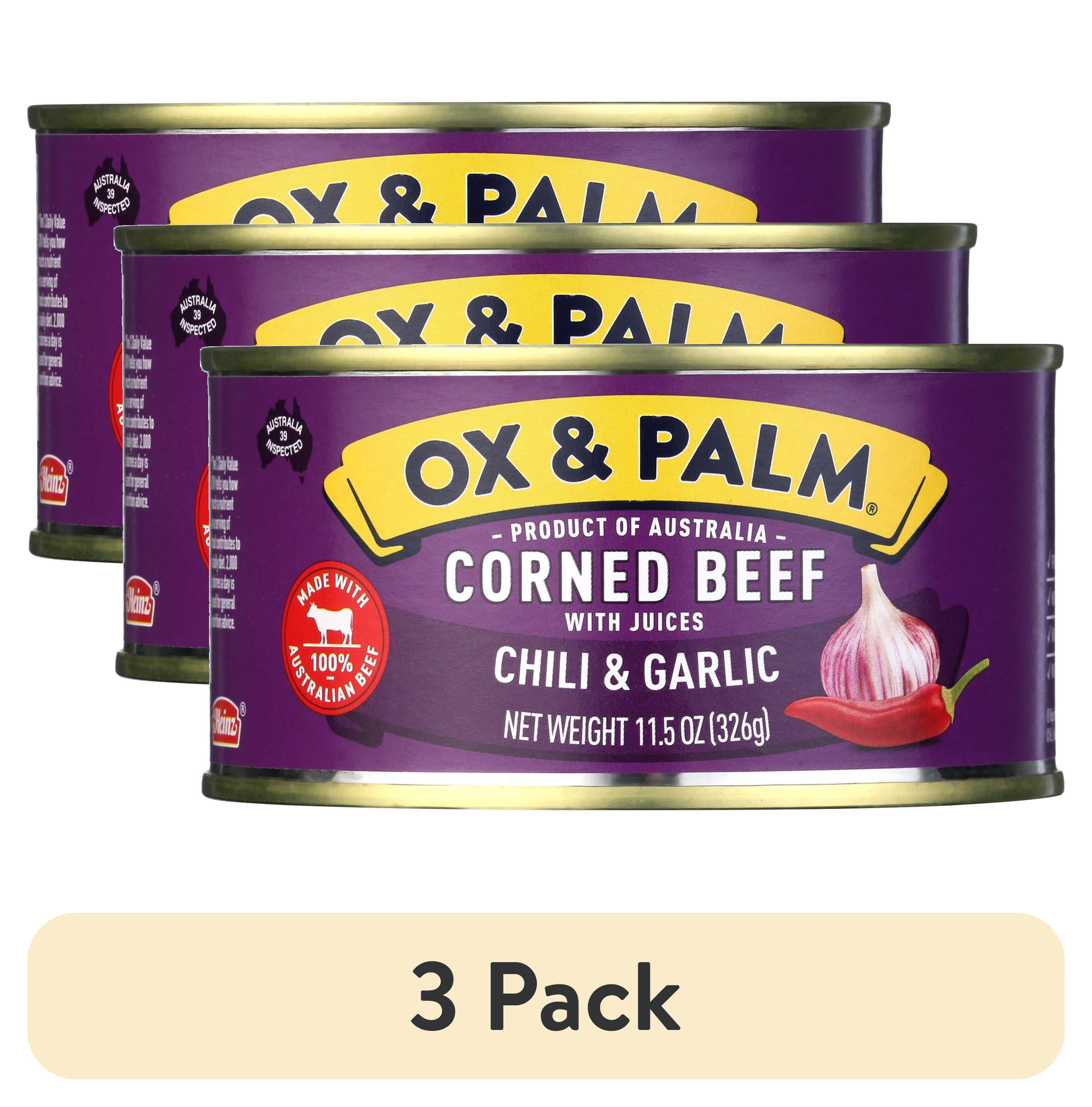 (3 pack) Ox & Palm Corned Beef Chili & Garlic Flavored, 11.5 oz Can ...