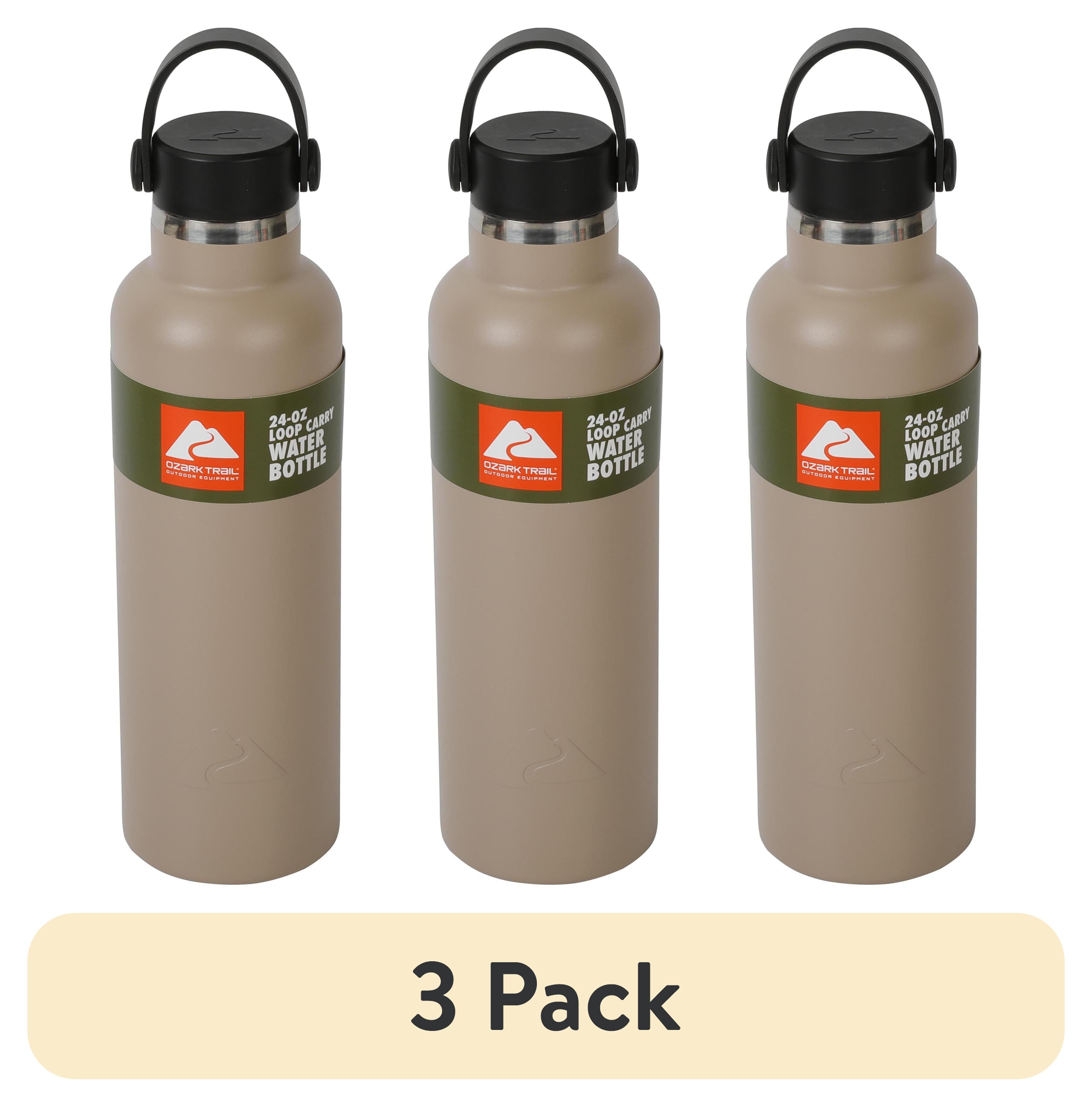 (2 pack) Ozark Trail 24 oz Stainless Steel Water Bottle, Tan, Loop ...
