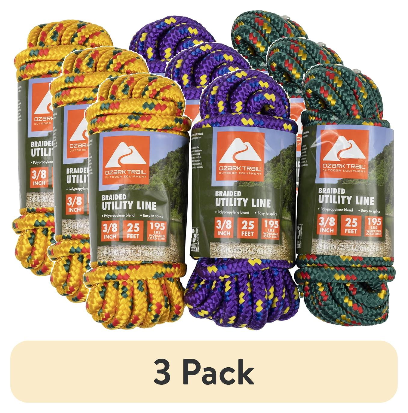 Ozark Trail 3 Pack 3/8 x 25 ft Polypropylene Marine Boat Dock Utility ...