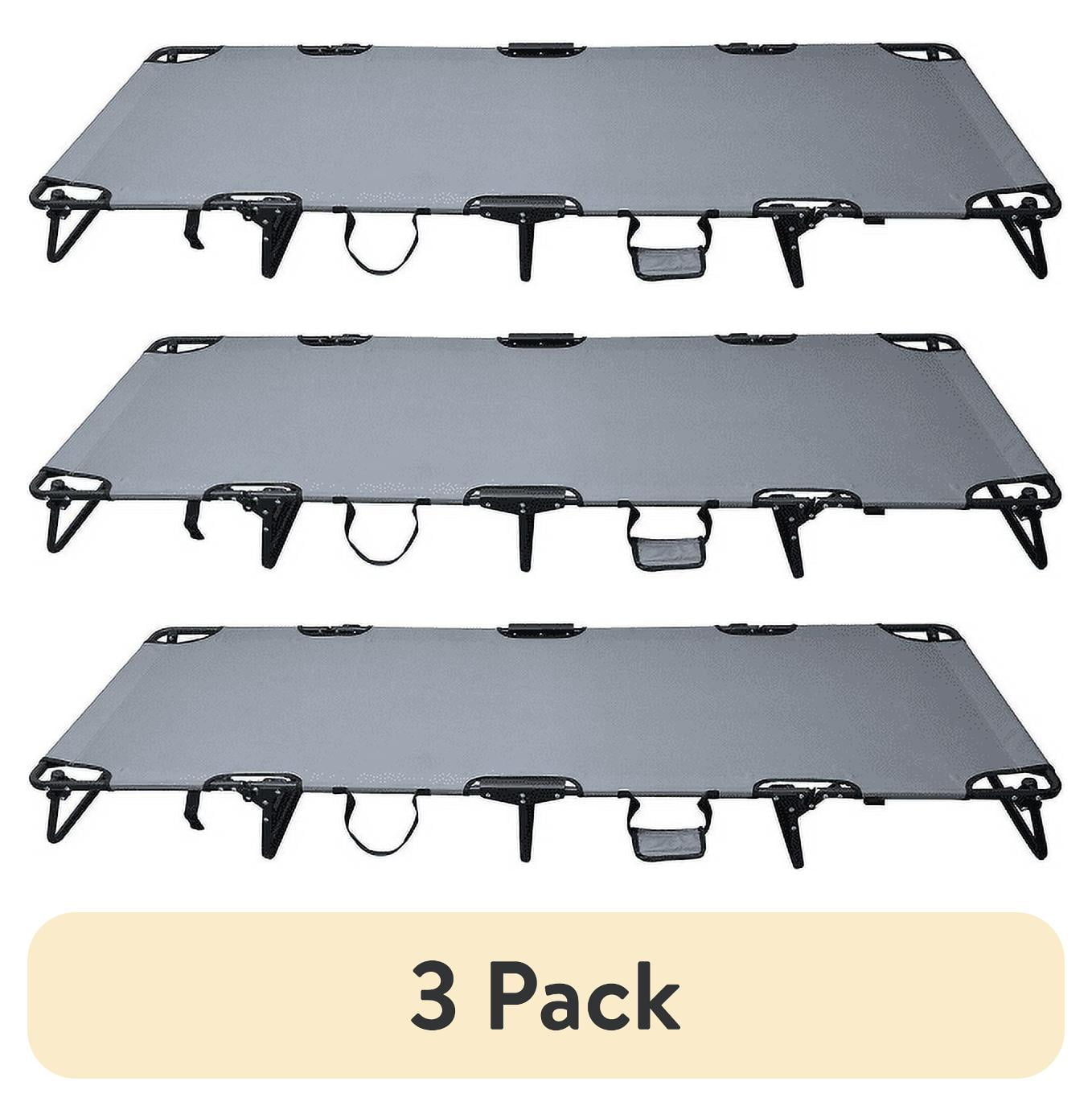 (3 pack) Ozark Trail Camping Folding with Easy Setup Cot, Gray, Adult ...
