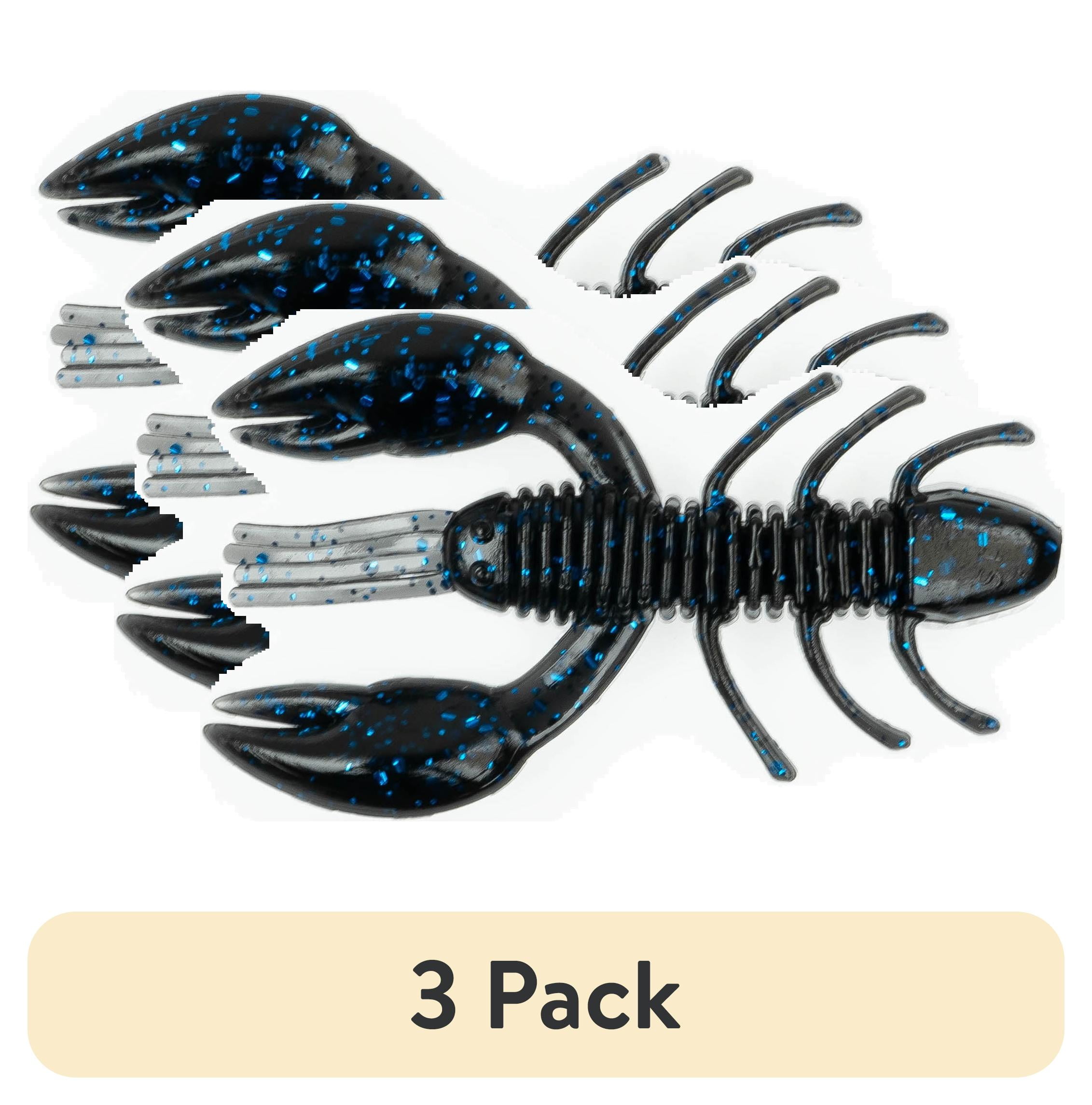 (3 pack) Ozark Trail Creature Craw 2", Black Blue Flake, 6 pieces ...
