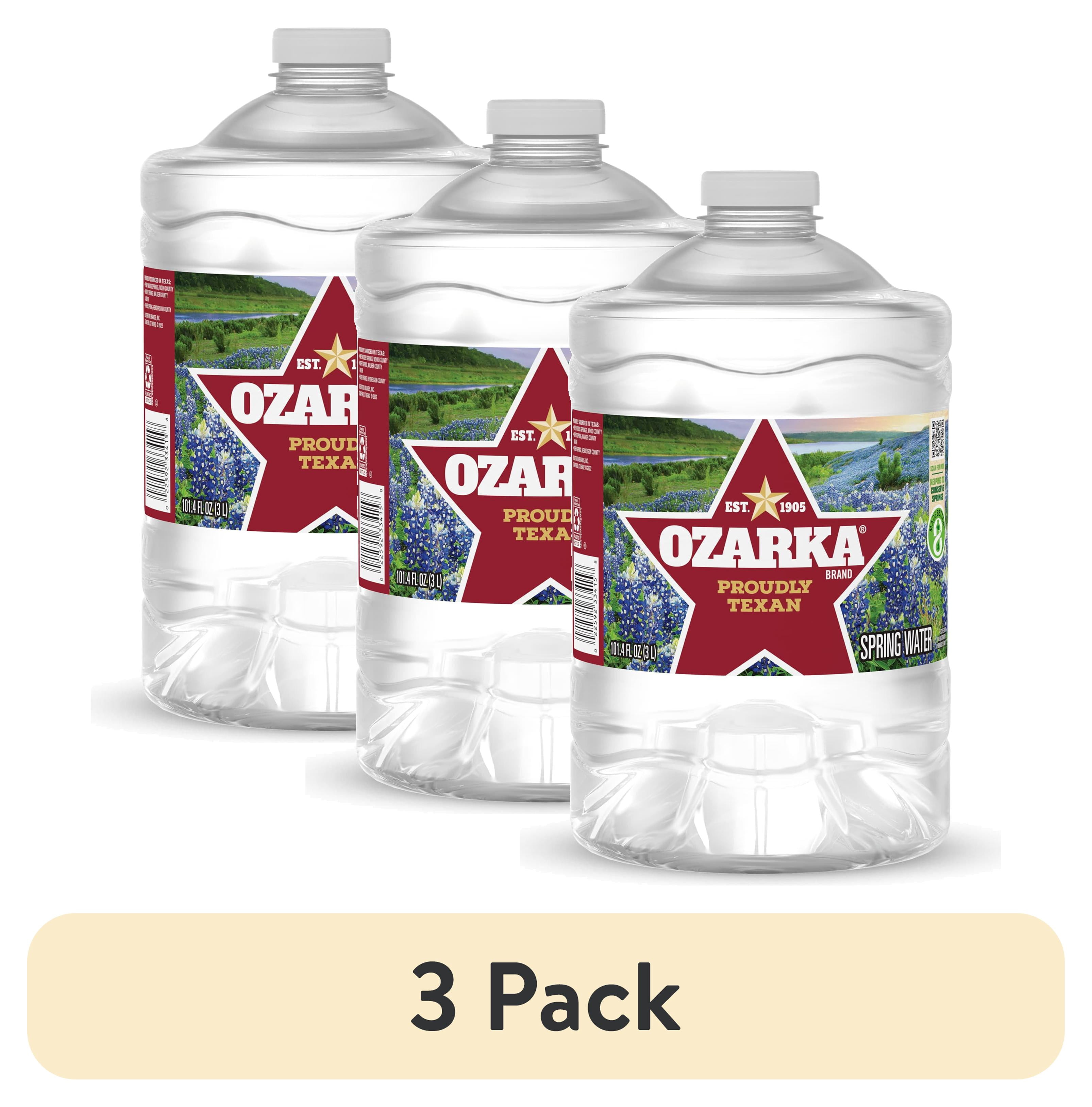 (3 pack) Ozarka Texas Spring Water, 3 Liter, Single Plastic Jug ...