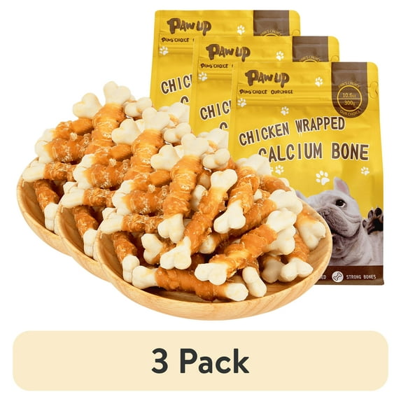 (3 pack) PAWUP Chicken Wrapped Calcium Bone Dog Treats, Dog Bones ...