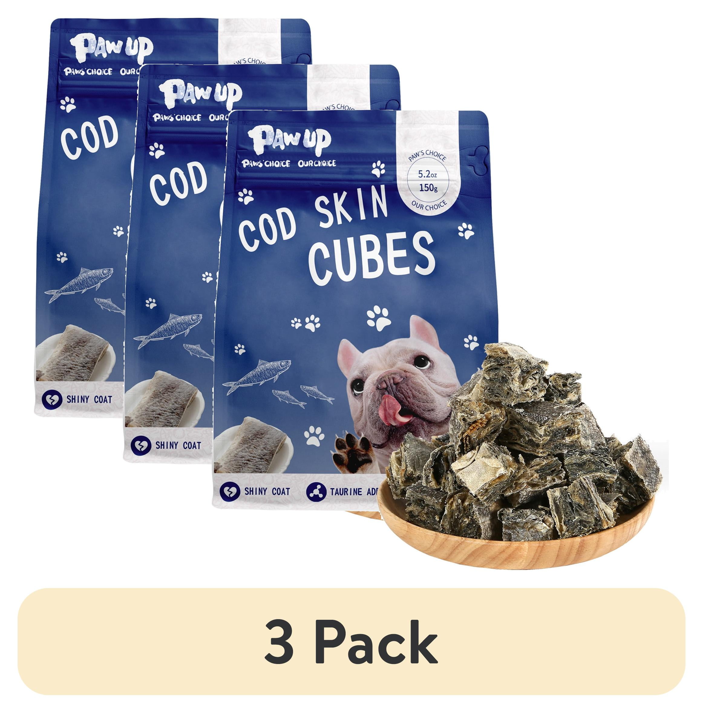 (3 pack) PAWUP Cod Skin Cubes Dog Treat, Fish Skins Bites, One ...