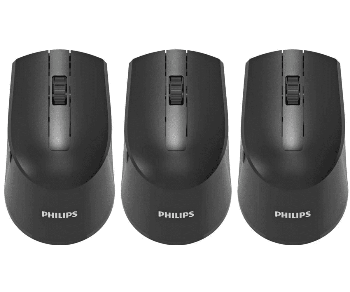 (3 pack) PHILIPS Wireless Mouse 3-Button Ergonomic Optical Mouse 1600 ...