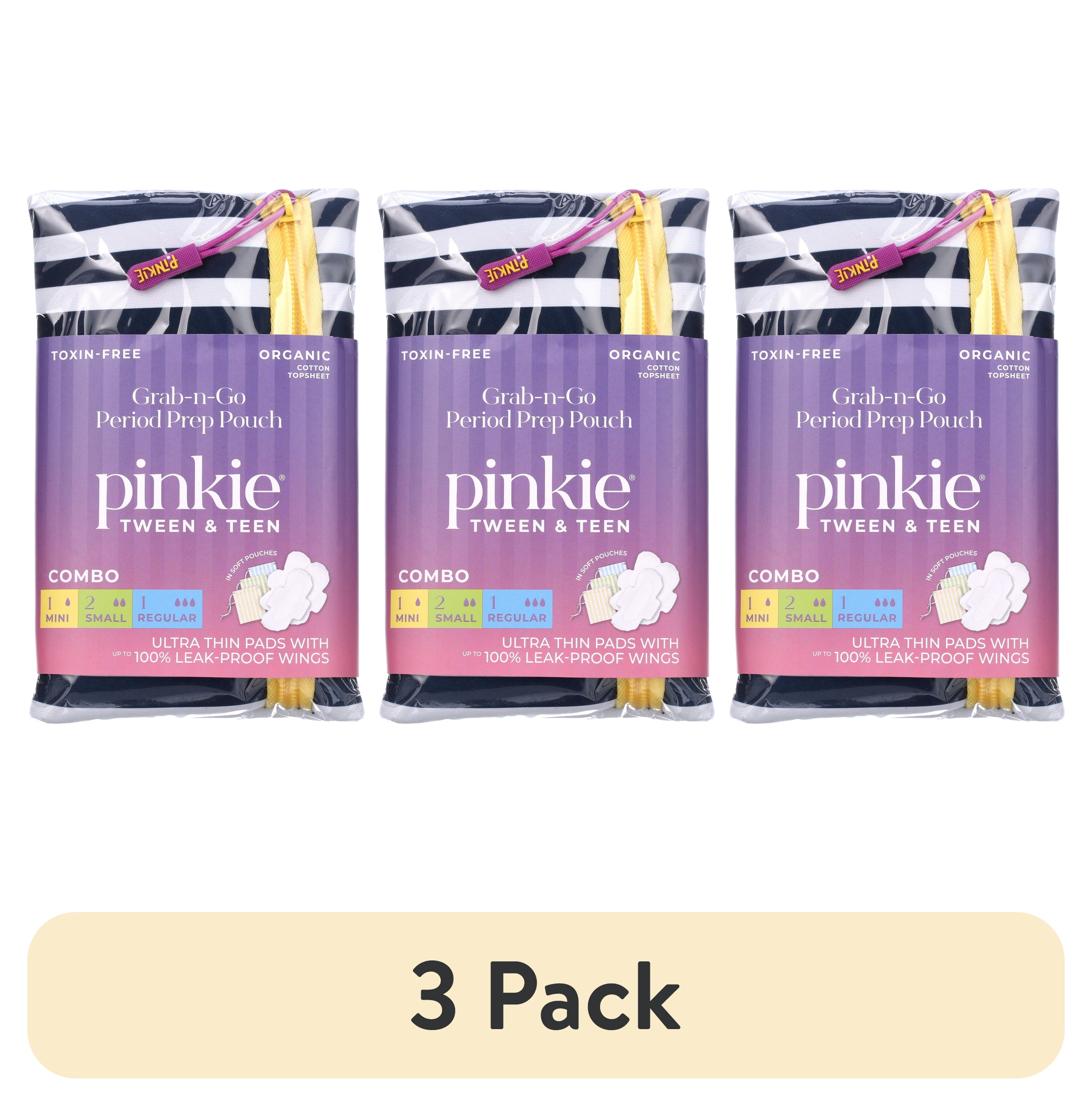 (3 pack) Pinkie Teen Pads, Prep Pouch Variety Pack, Organic Cotton (4 ...