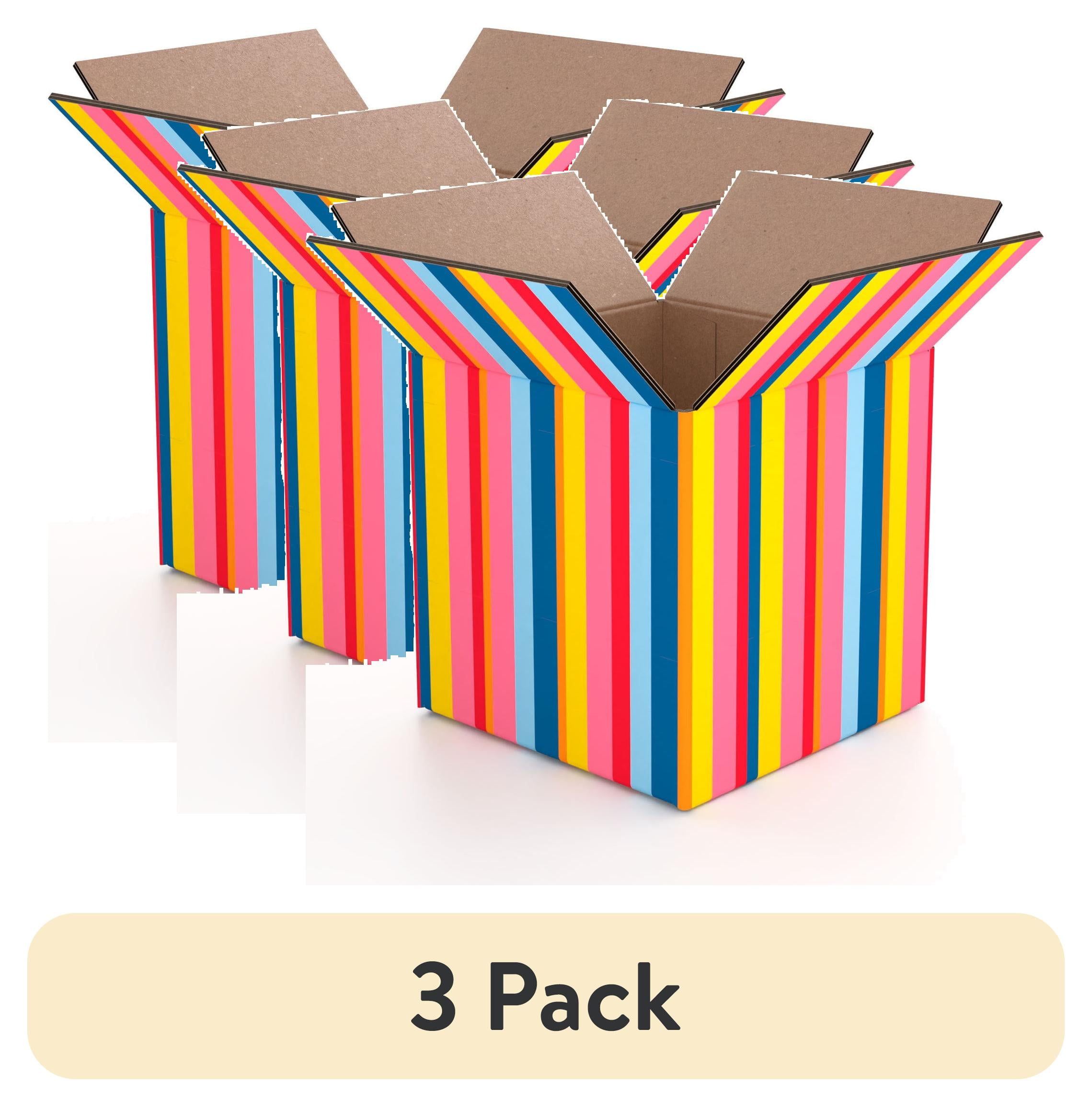 (3 pack) Packed Party, Small Shipping Box, 6" x 6" x 6", Striped Print ...