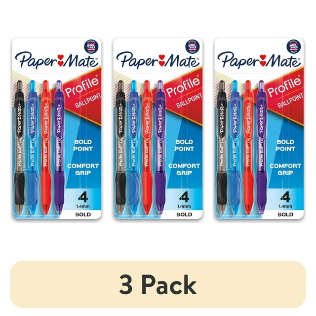 (3 pack) Paper Mate Profile Retractable Ballpoint Pens, Bold Tip ...