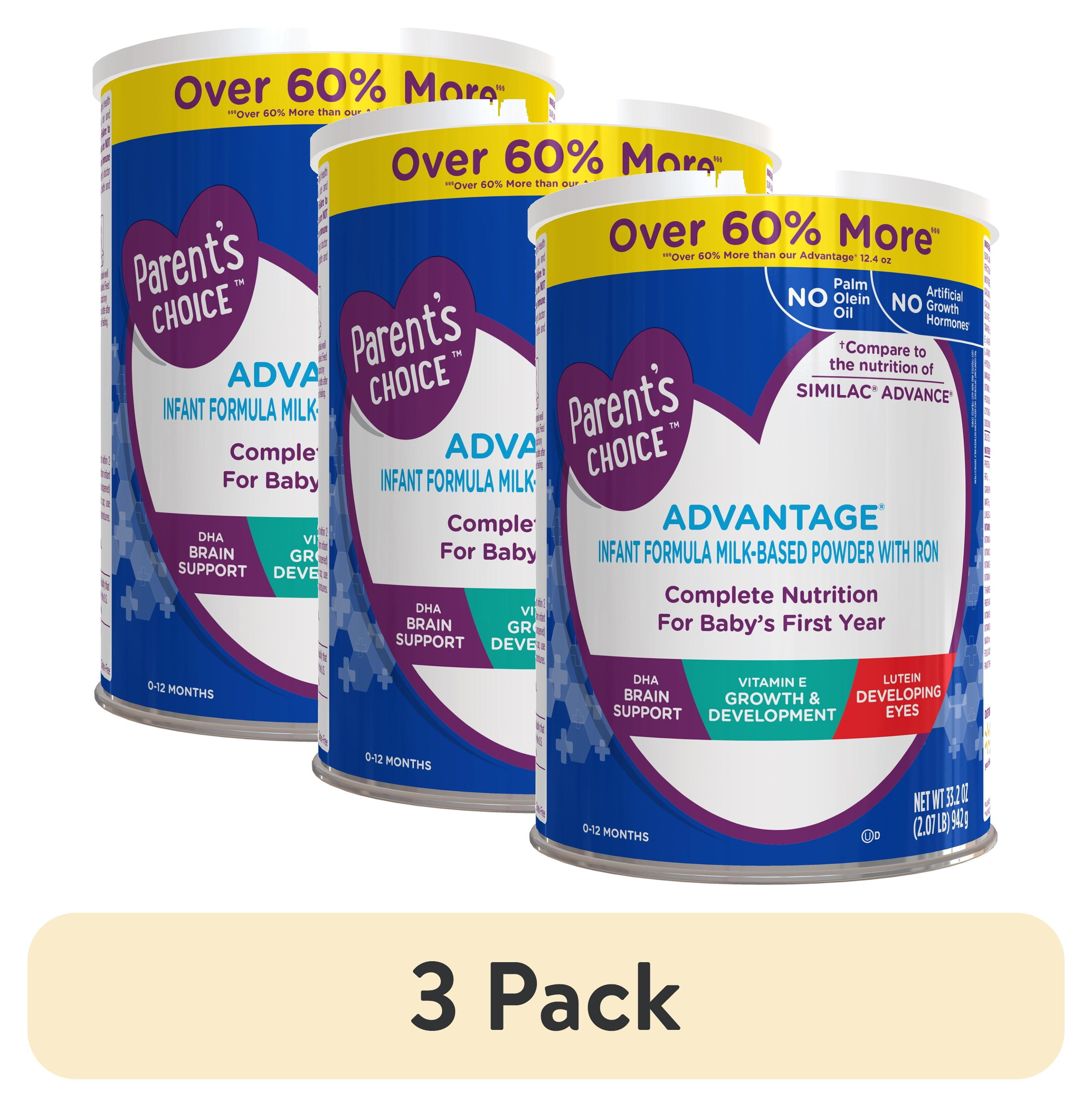 (3 pack) Parent's Choice Advantage Infant Formula Powder, 33.2 oz ...