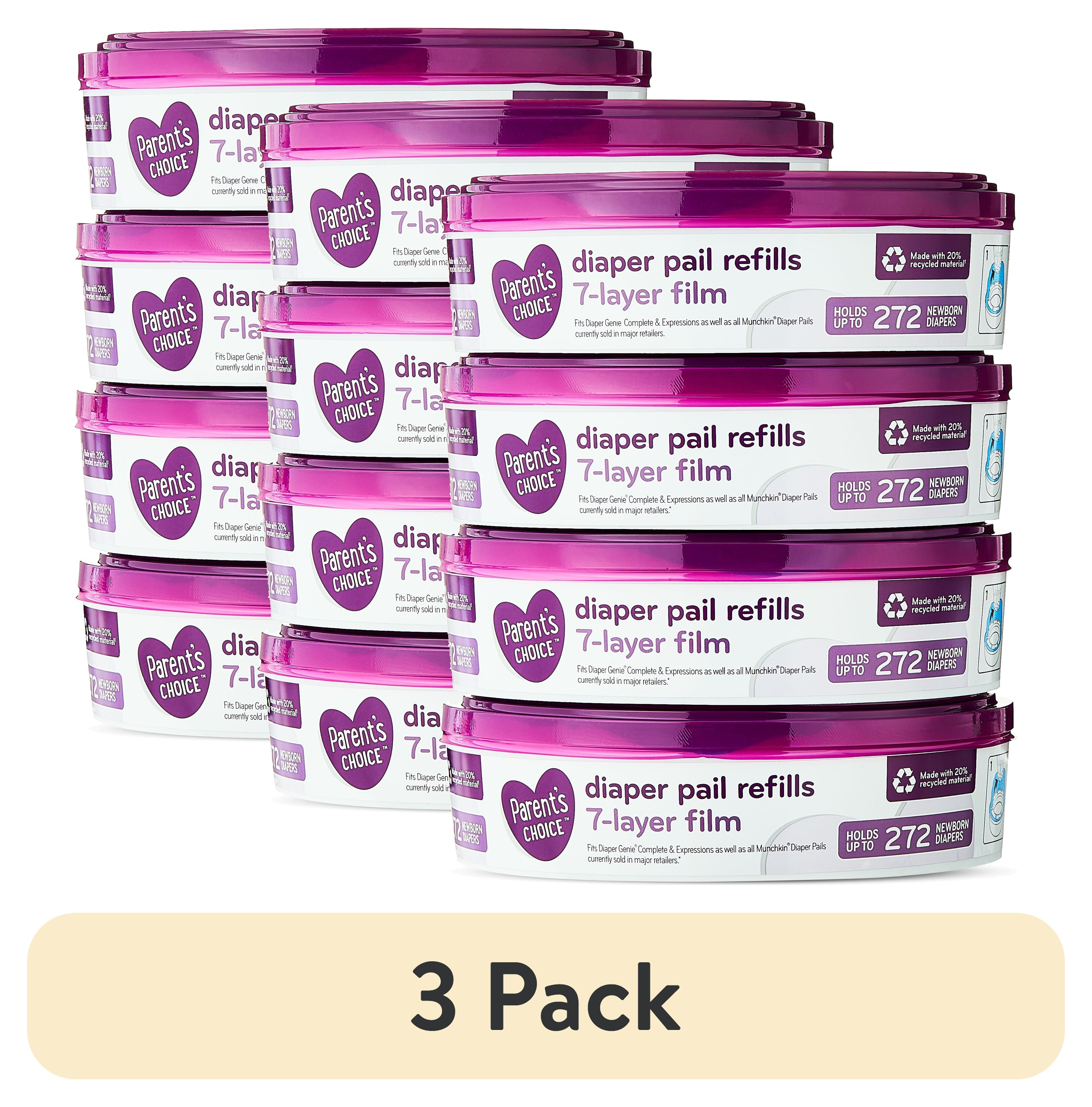 (3 pack) Parent's Choice Diaper Pail Refills, Holds up to 1,088 Newborn ...