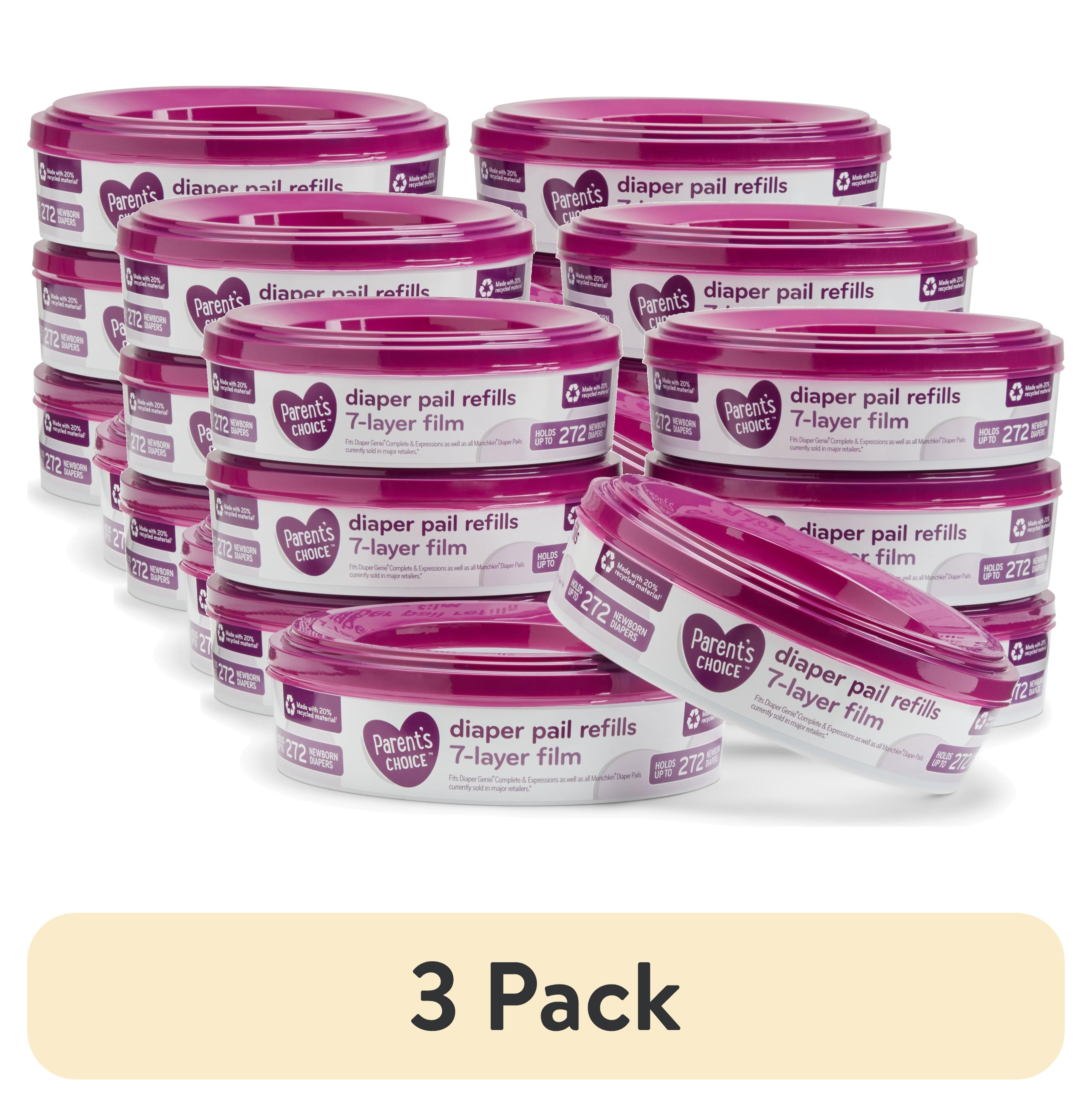 (3 pack) Parent's Choice Diaper Pail Refills, Holds up to 2,176 Newborn ...