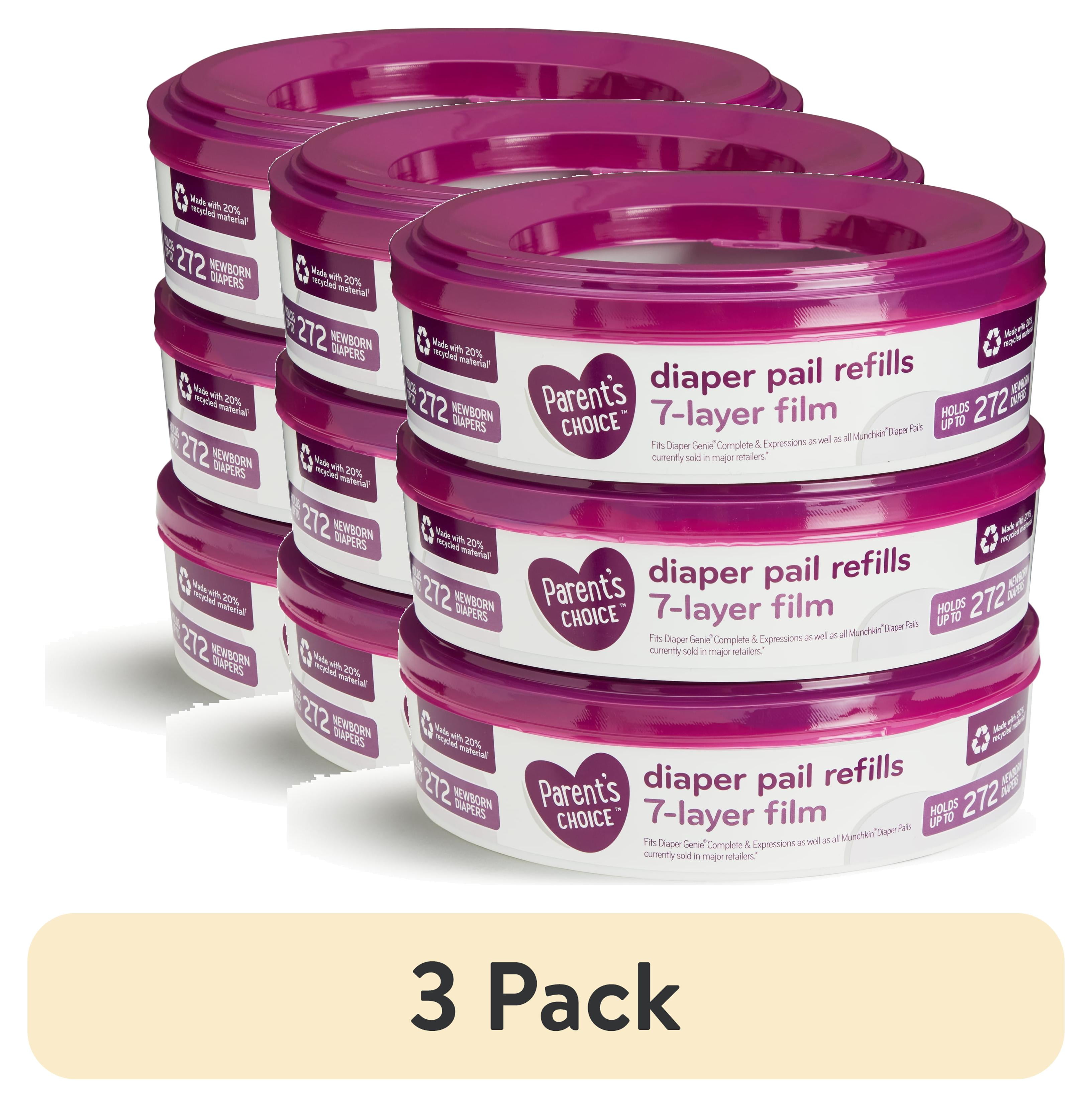 (3 pack) Parent's Choice Diaper Pail Refills, Holds up to 816 Newborn ...