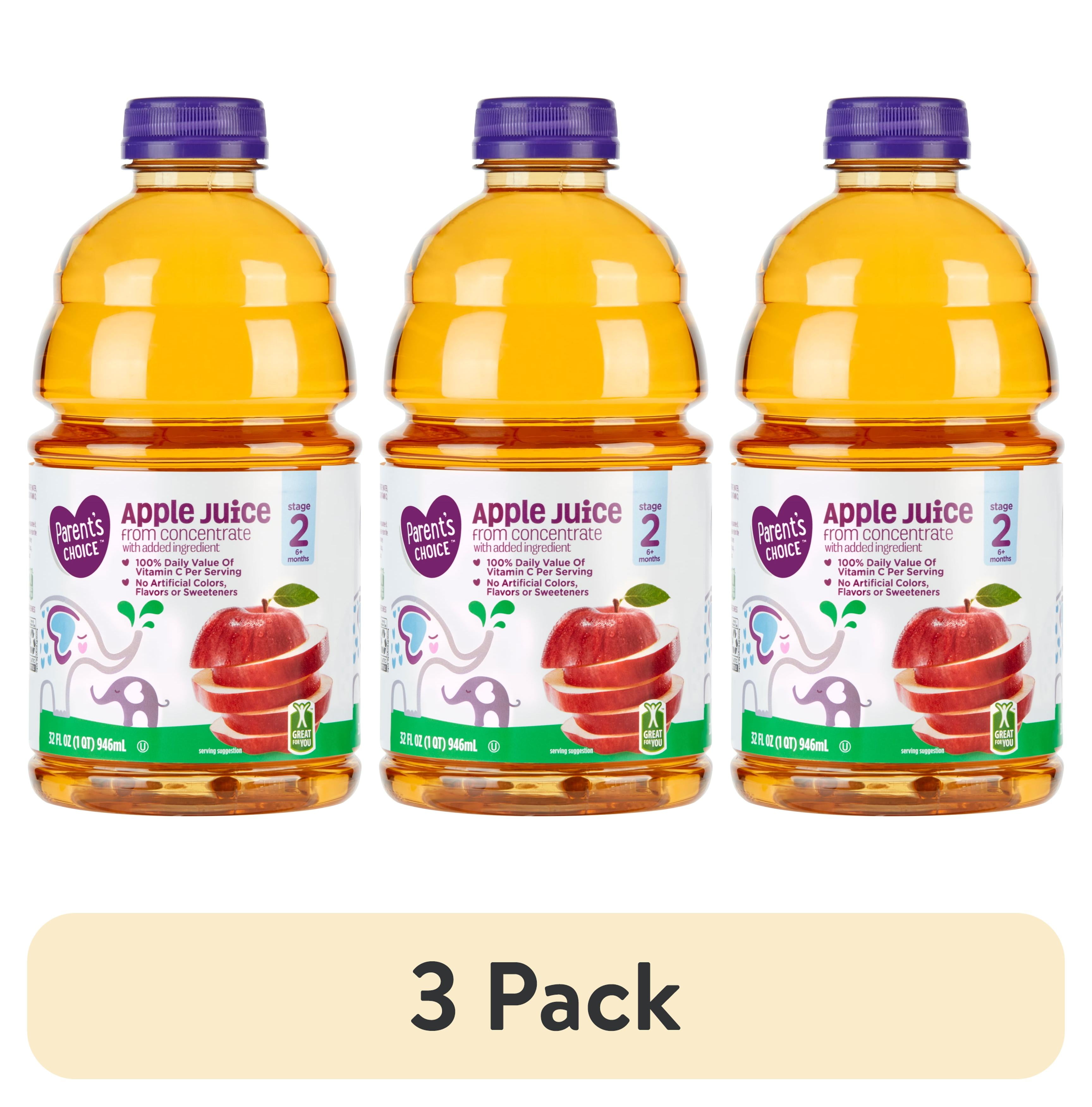 (3 pack) Parent’s Choice Apple Juice from Concentrate, Stage 2, 32 fl ...