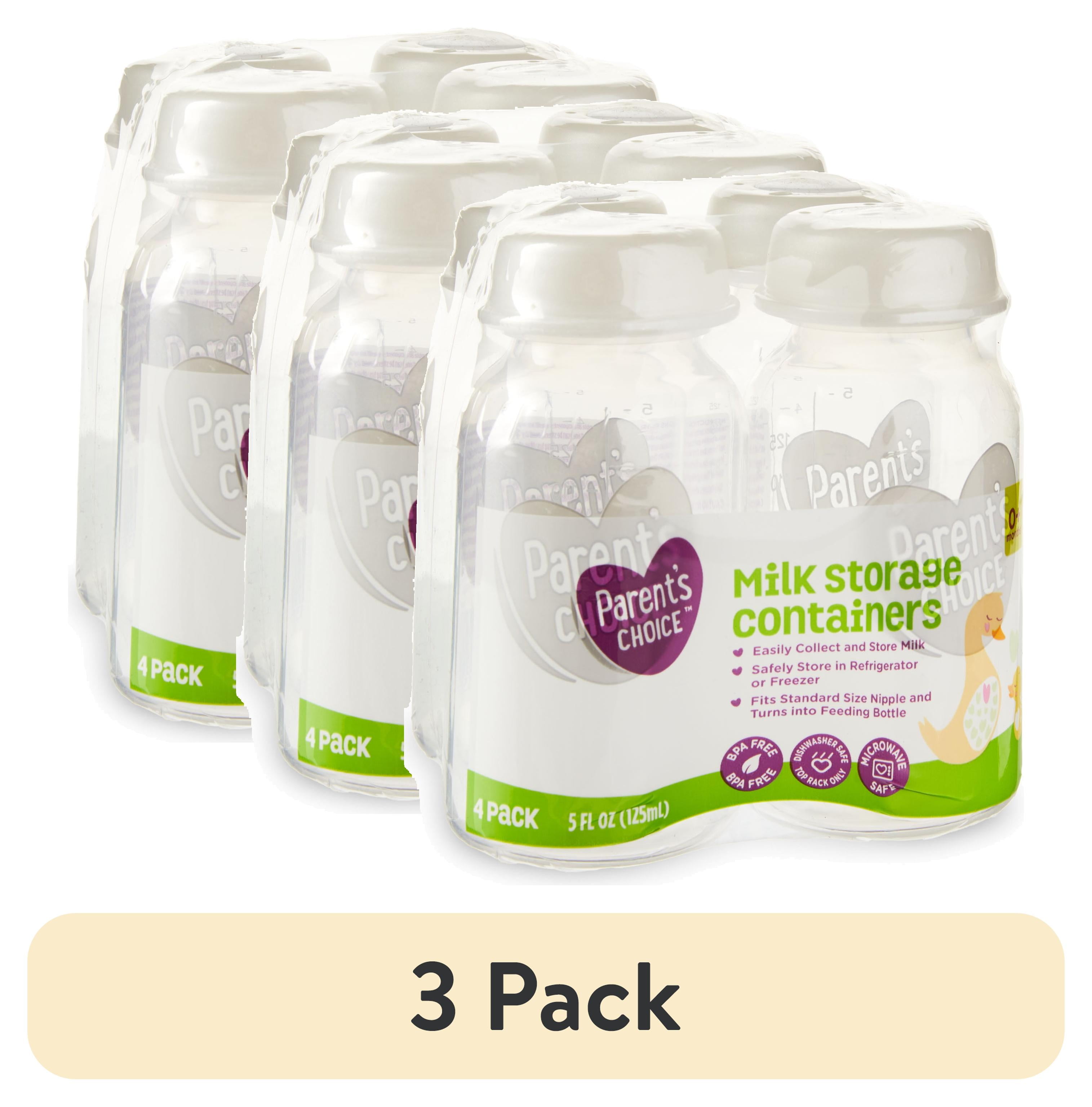 (3 pack) Parent's Choice Milk Storage Containers, 0 Months+, 5 fl oz, 4 ...